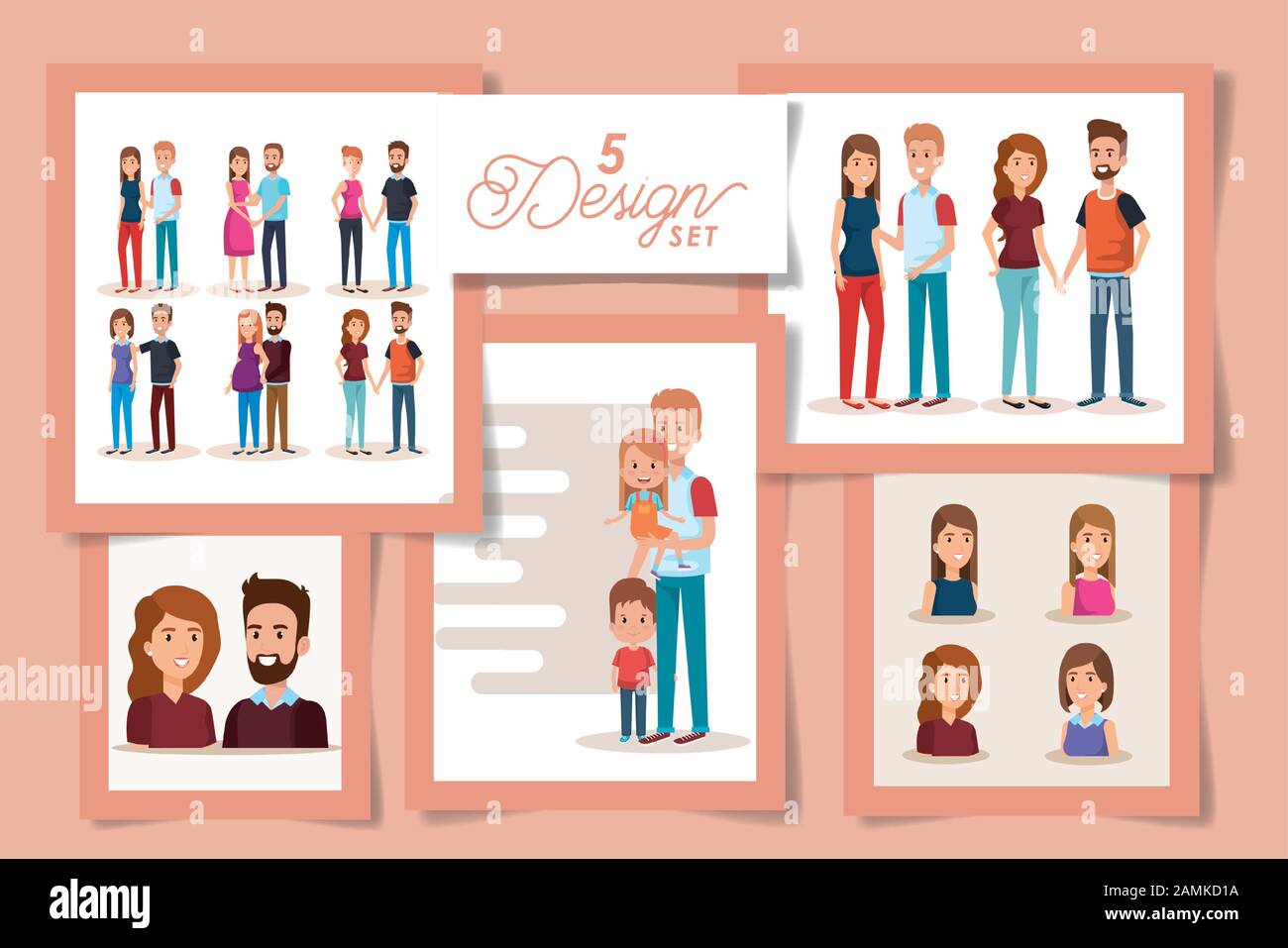 five designs of cute family Stock Vector Image & Art - Alamy