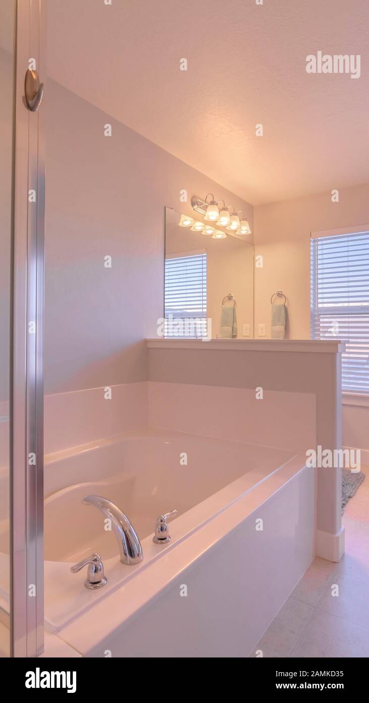 Vertical Fresh clean white modern bathroom interior bright interior ...