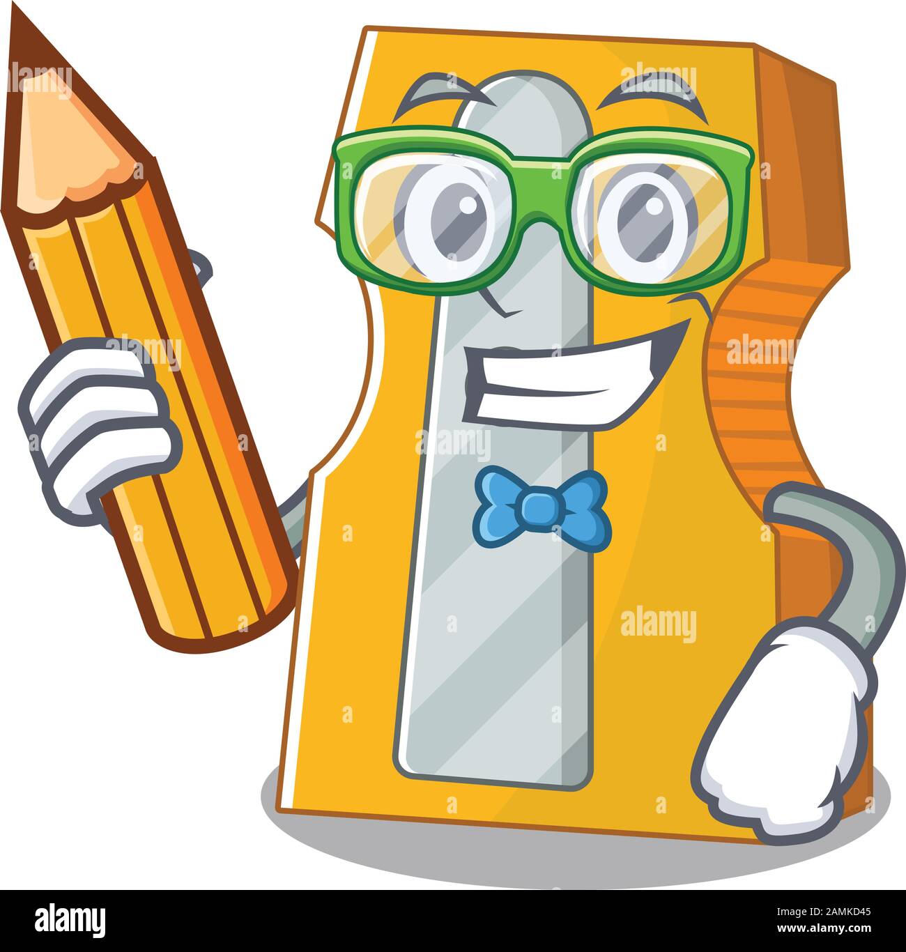 A picture of Student pencil sharpener character holding pencil Stock ...