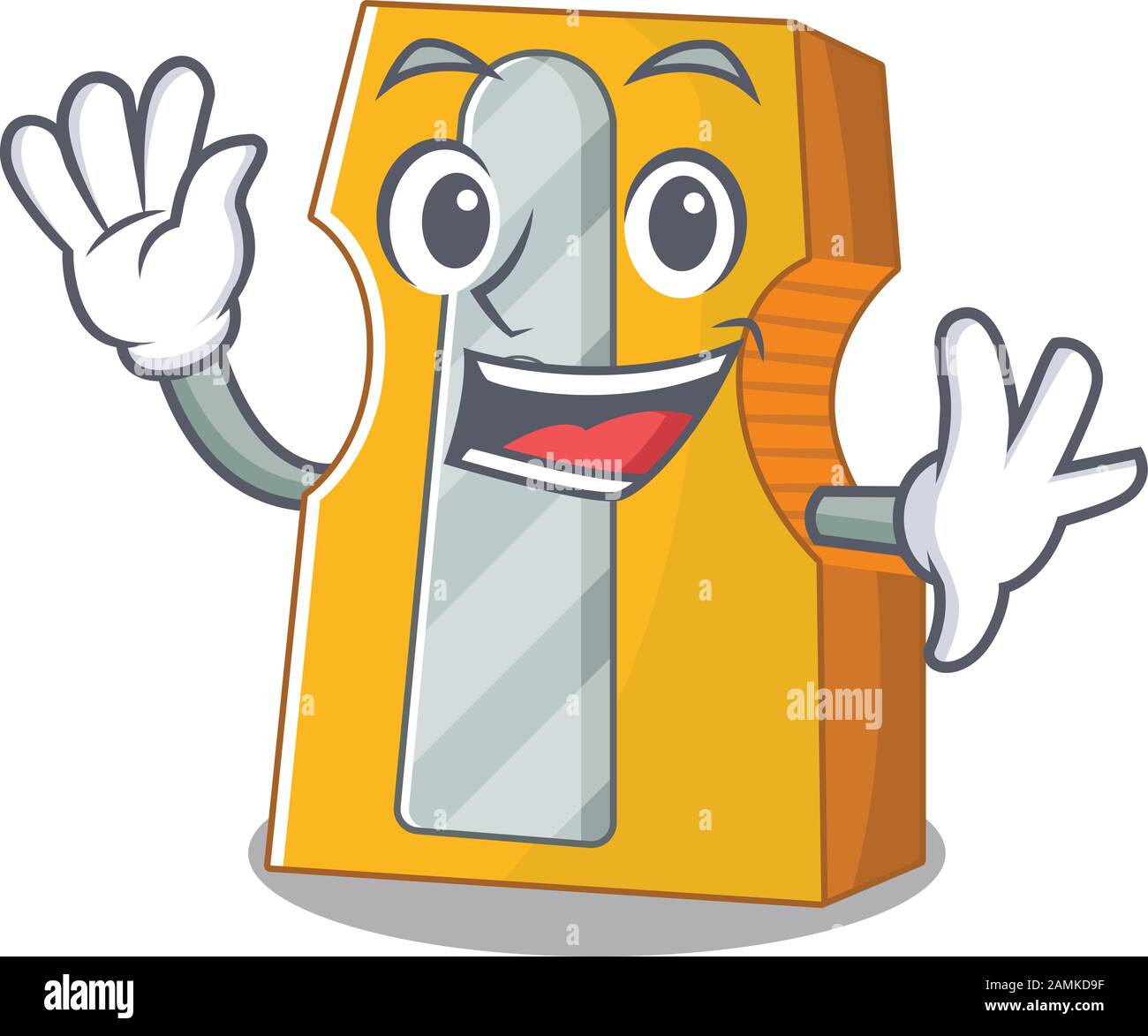 Waving friendly pencil sharpener cartoon character design Stock Vector ...
