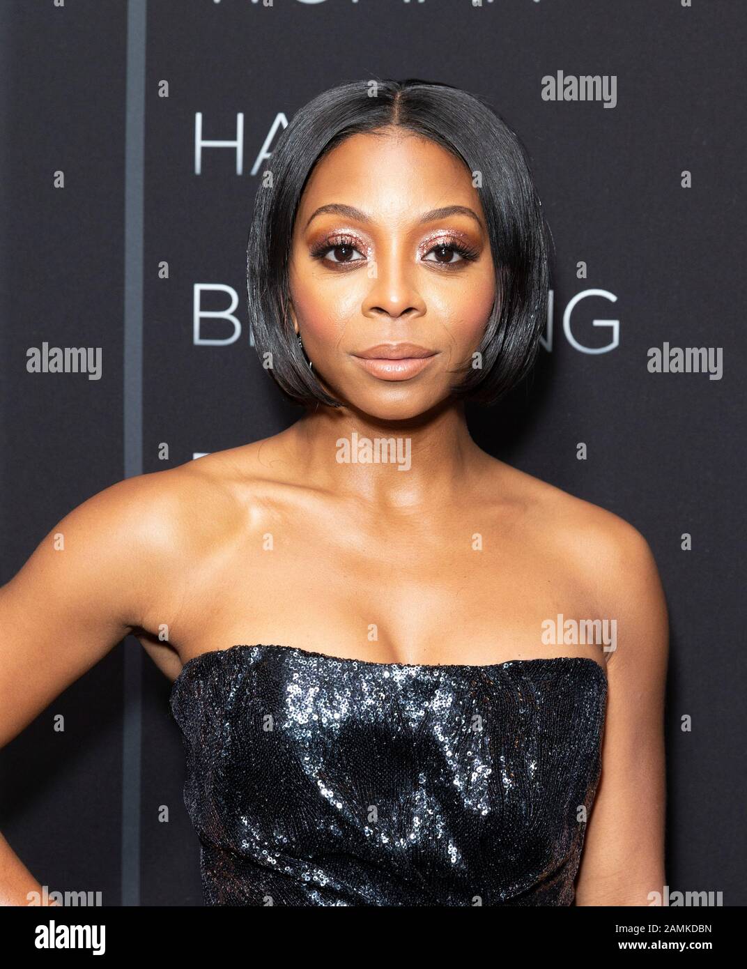 Bresha Webb wearing dress by Mary Katrantzou attends premiere of ...