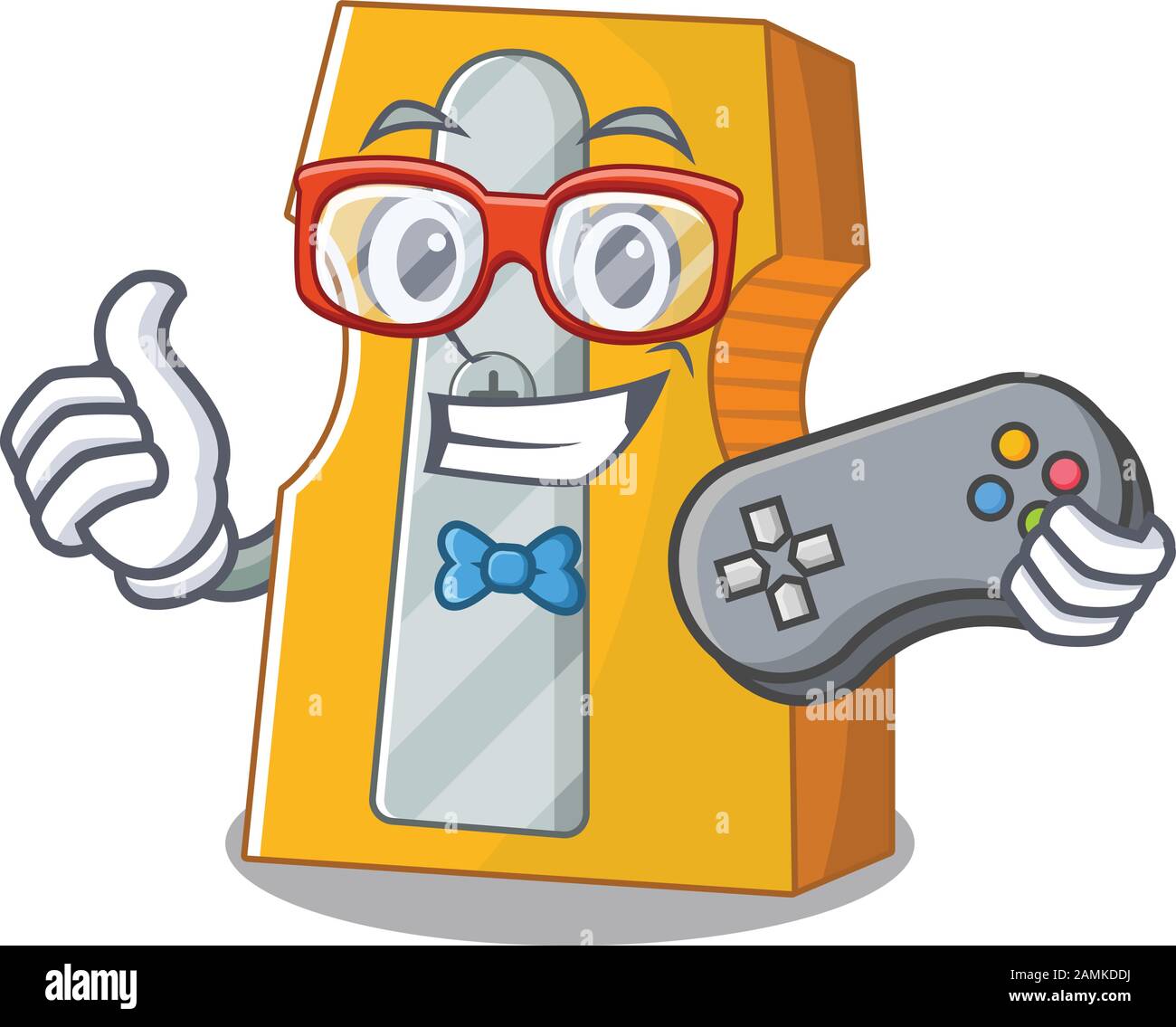 Smiley gamer pencil sharpener cartoon mascot style Stock Vector Image ...