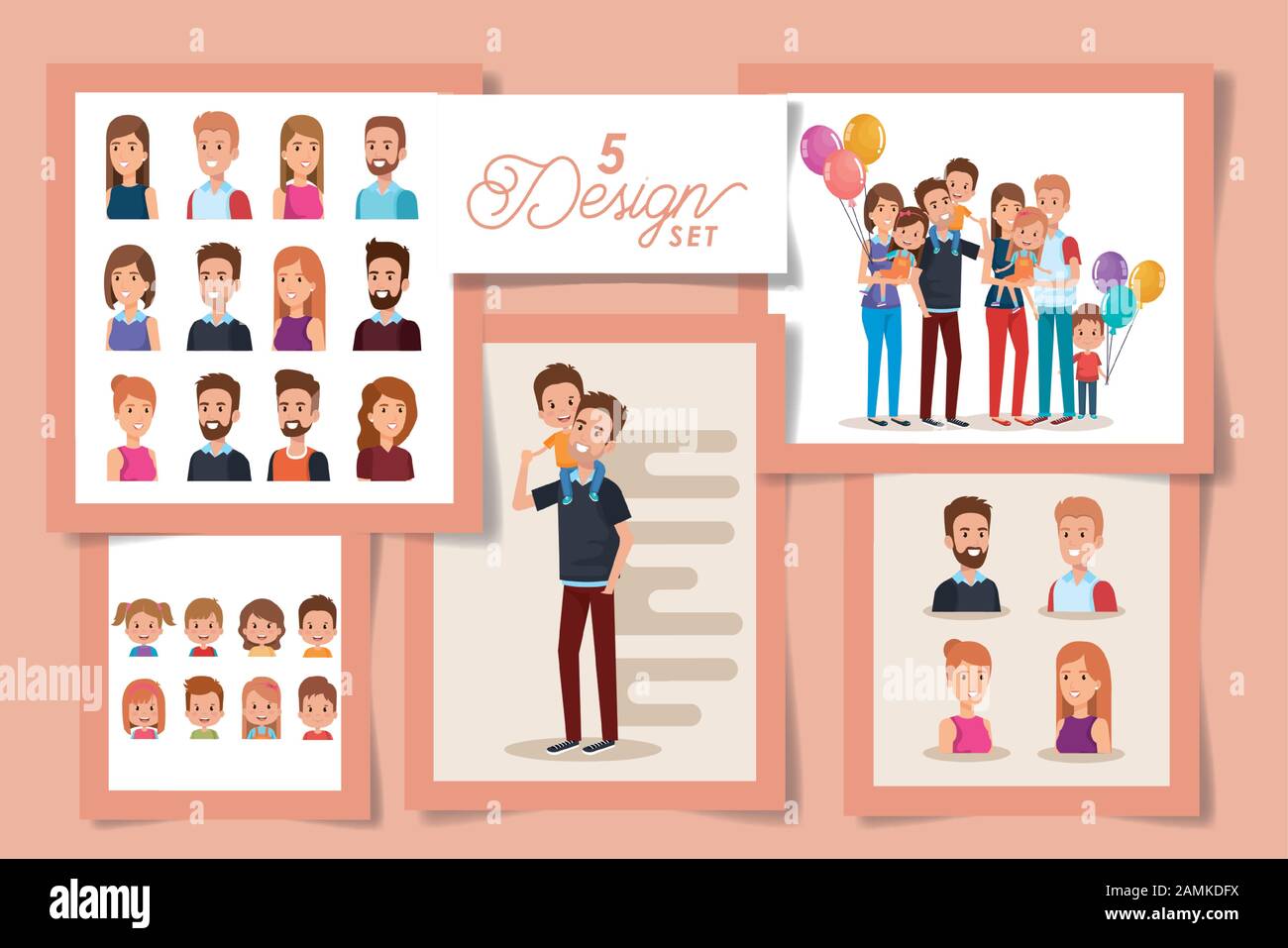 five designs of cute family Stock Vector Image & Art - Alamy