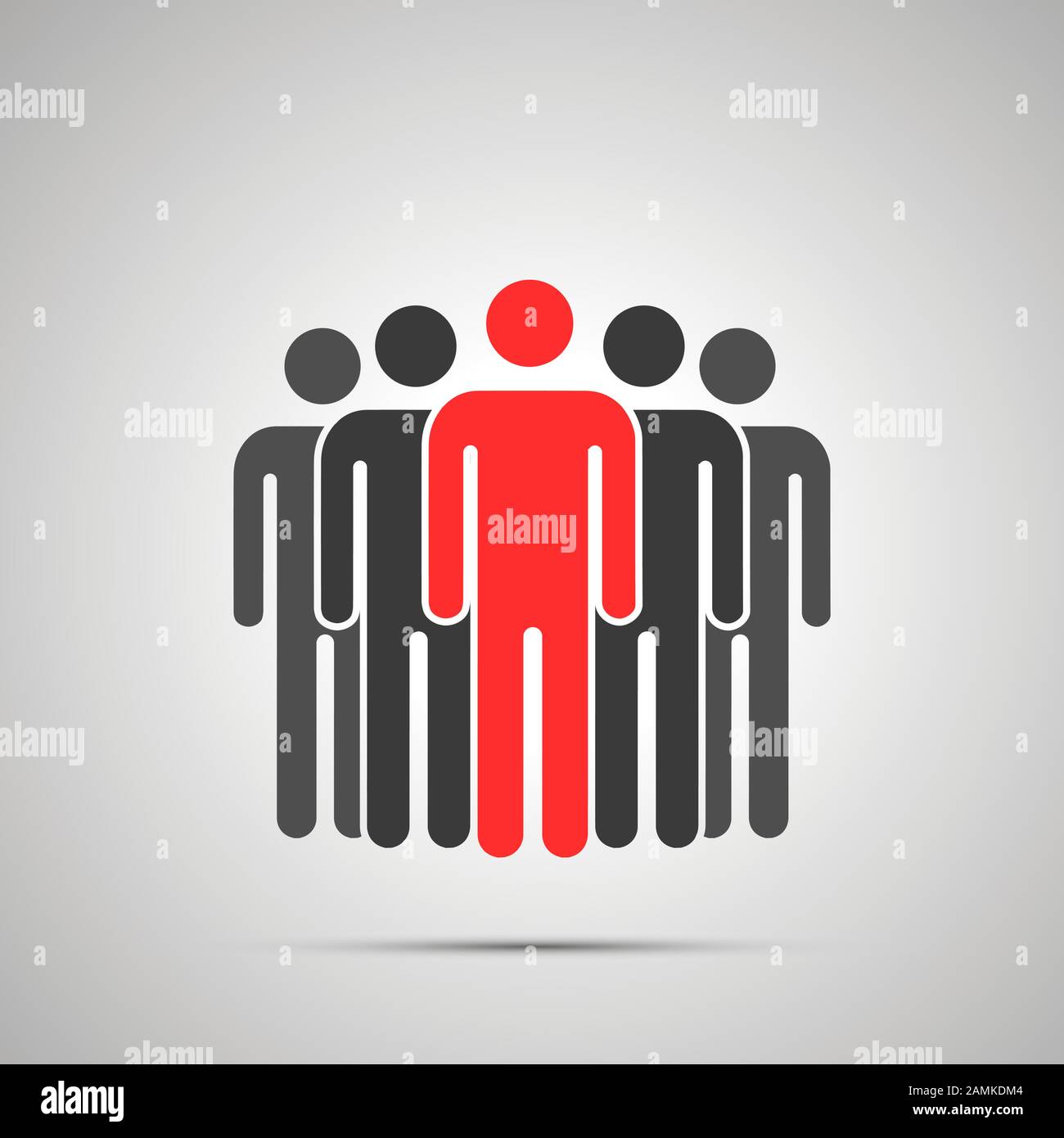 Folks with leader silhouette, simple black icon with shadow on gray ...