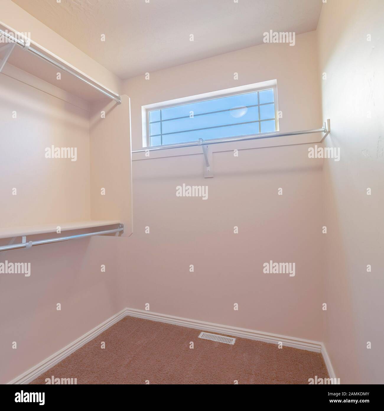 Square frame Small empty white room with shelves bright interior Stock ...