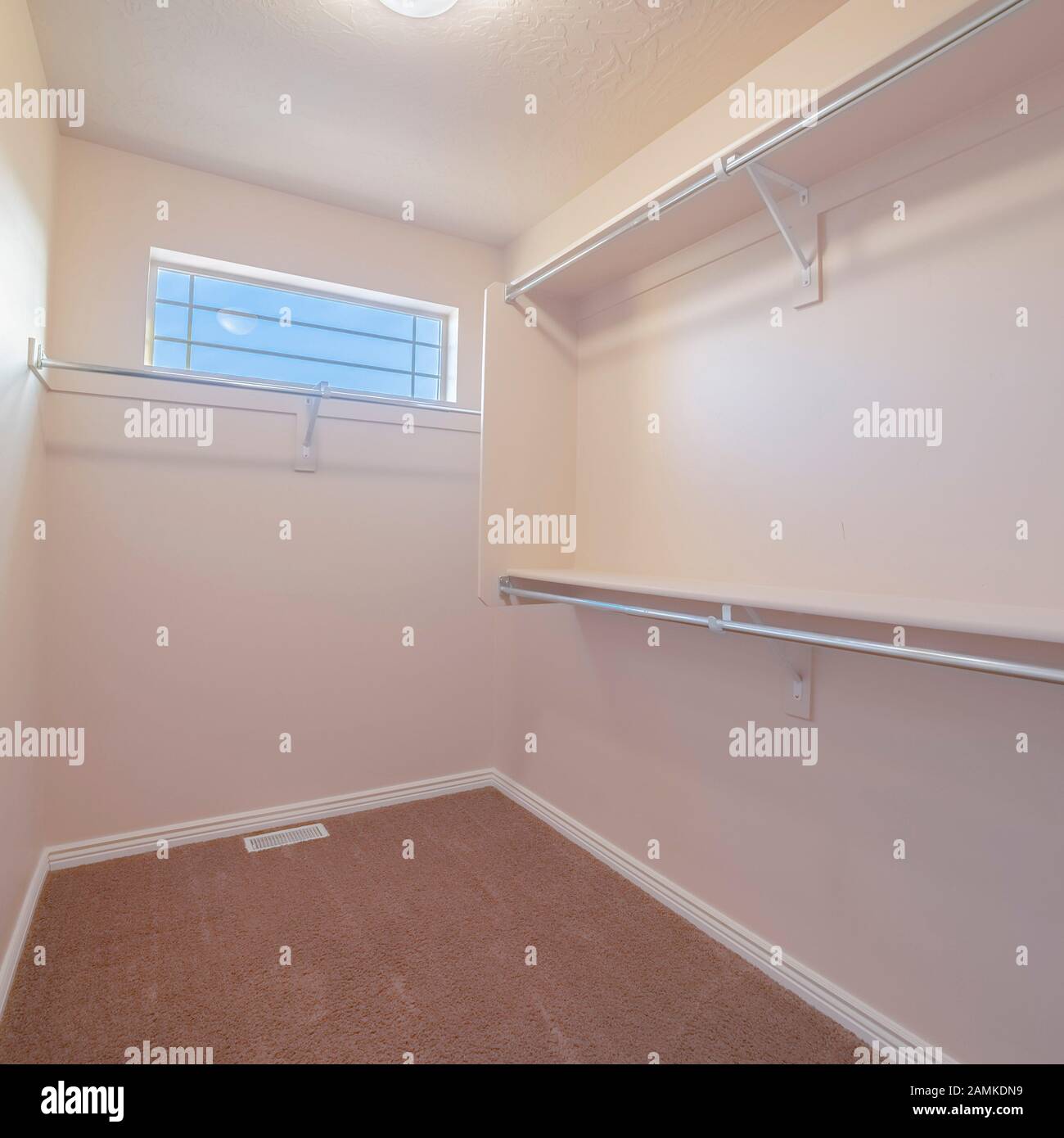 Square Small empty white room with shelves bright interior Stock Photo ...