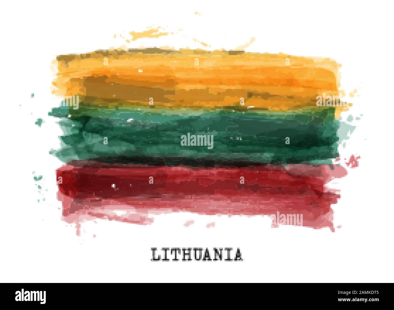 Realistic watercolor painting flag of Lithuania . Vector Stock Vector ...