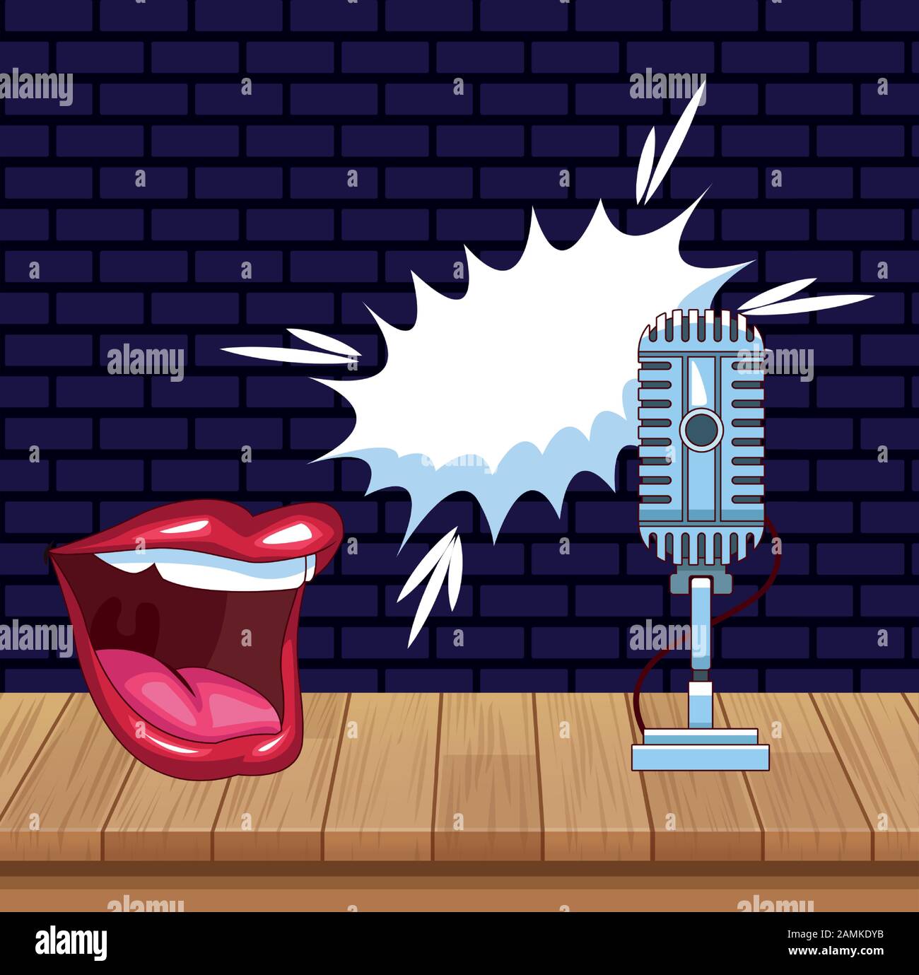 mouth talking microphone stage stand up comedy show Stock Vector Image ...