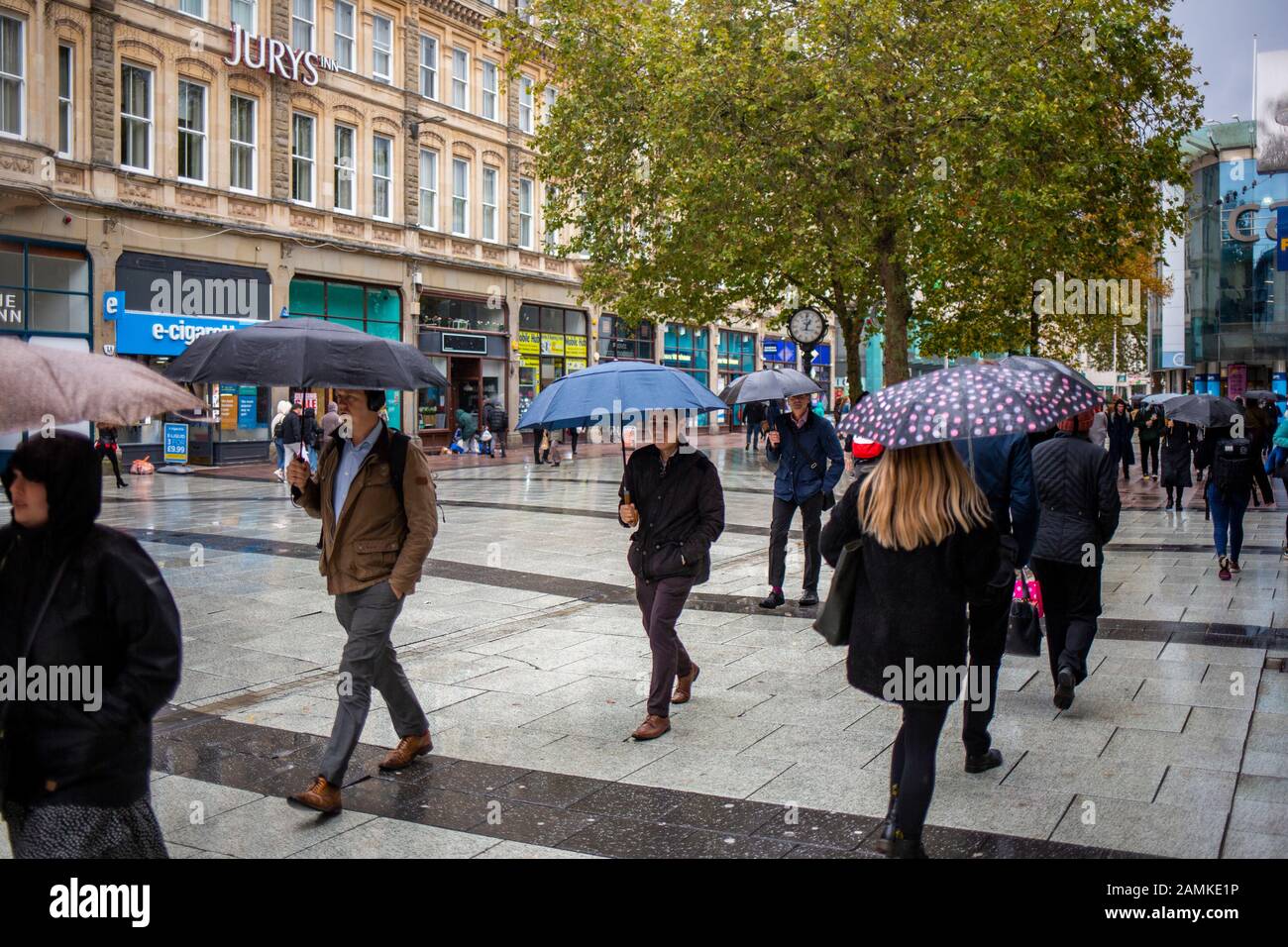Rainy Weather in the Welsh Capital of Cardiff, UK Stock Photo - Alamy