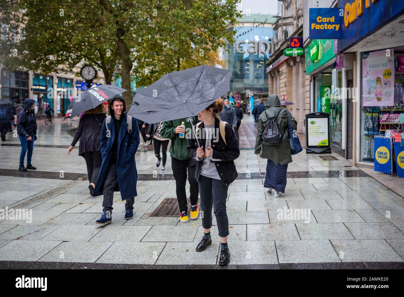 Rainy Weather in the Welsh Capital of Cardiff, UK Stock Photo - Alamy