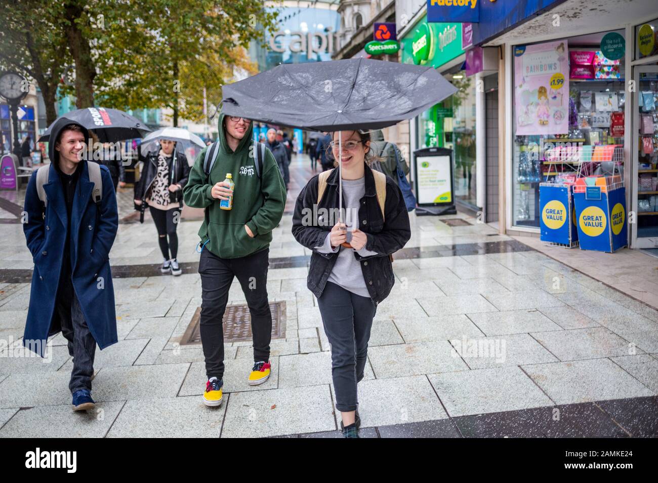 Rainy Weather in the Welsh Capital of Cardiff, UK Stock Photo - Alamy