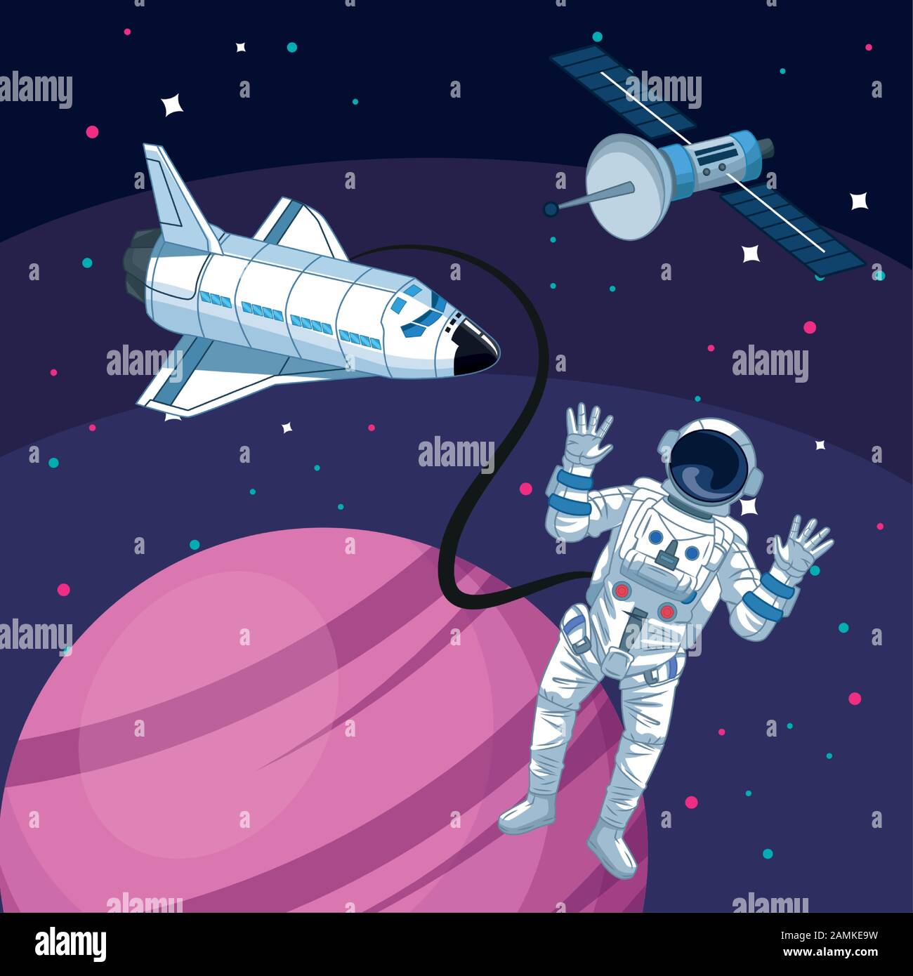astronaut spacecraft satellite planet astronomy space exploration Stock ...