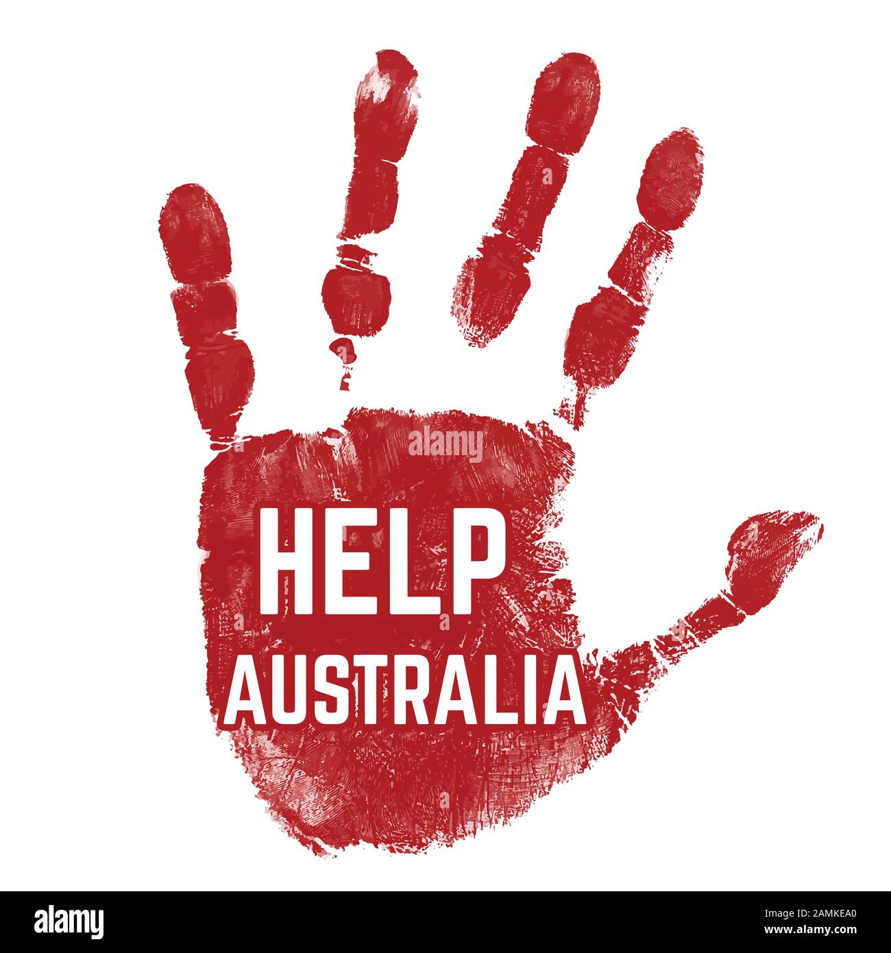 Grunge ink hand with message Help Australia on white background, vector ...