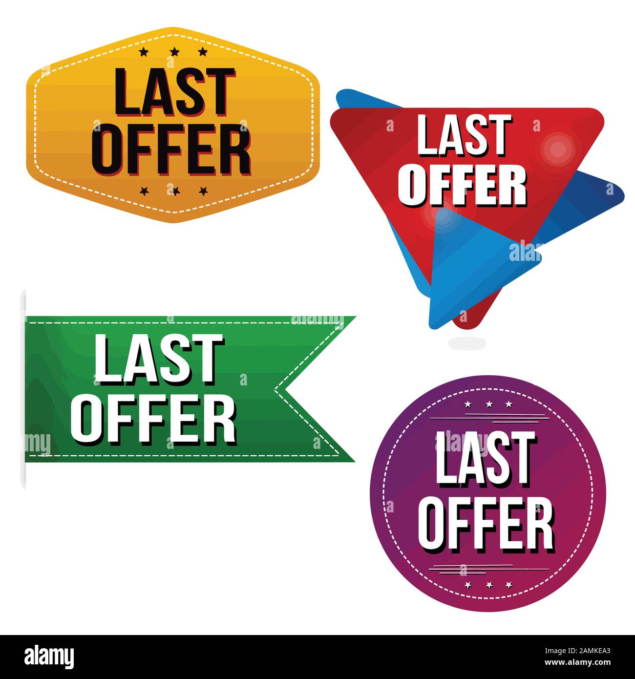 Last offer sticker or label set on white background, vector ...