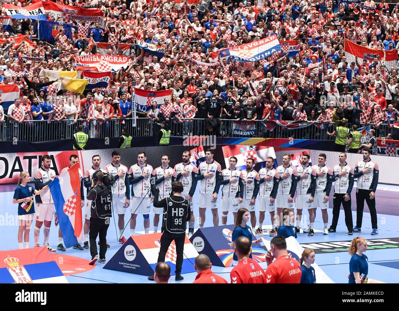 Team Croatia seen before the handball match between National teams of ...