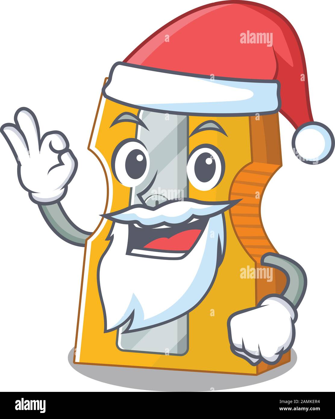 A picture of Santa pencil sharpener mascot picture style with ok finger ...