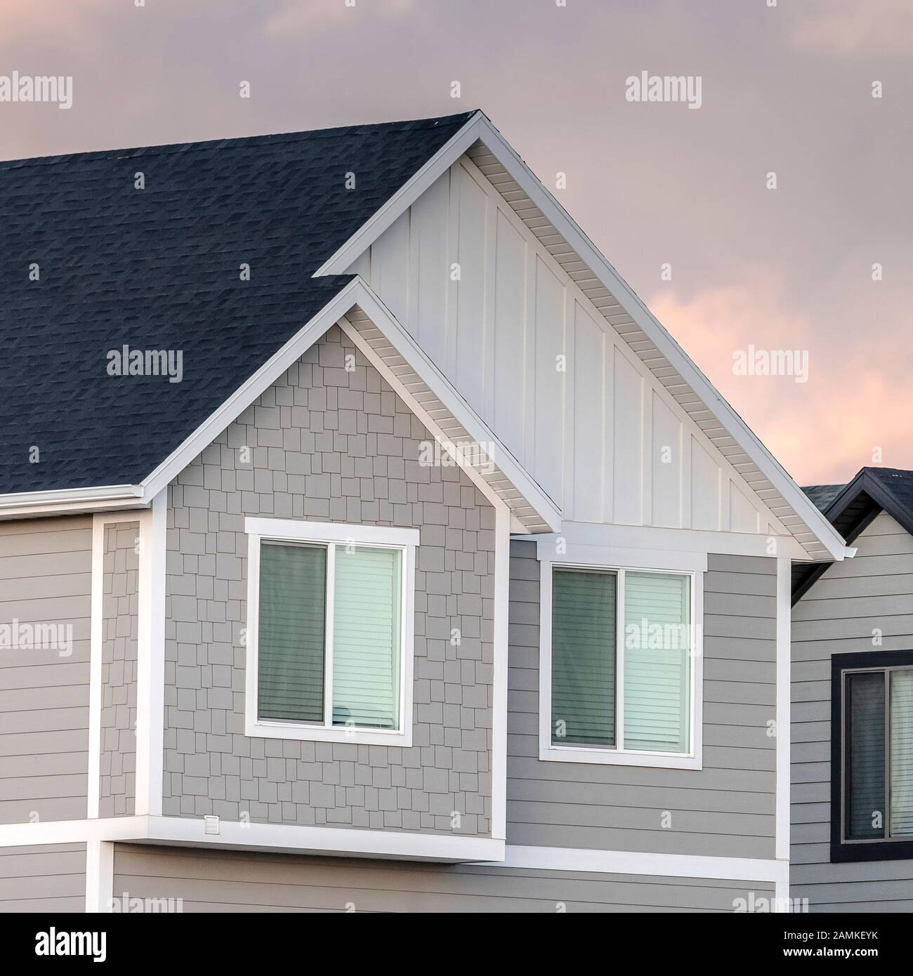 Square frame Upper facade of a double storey home Stock Photo - Alamy