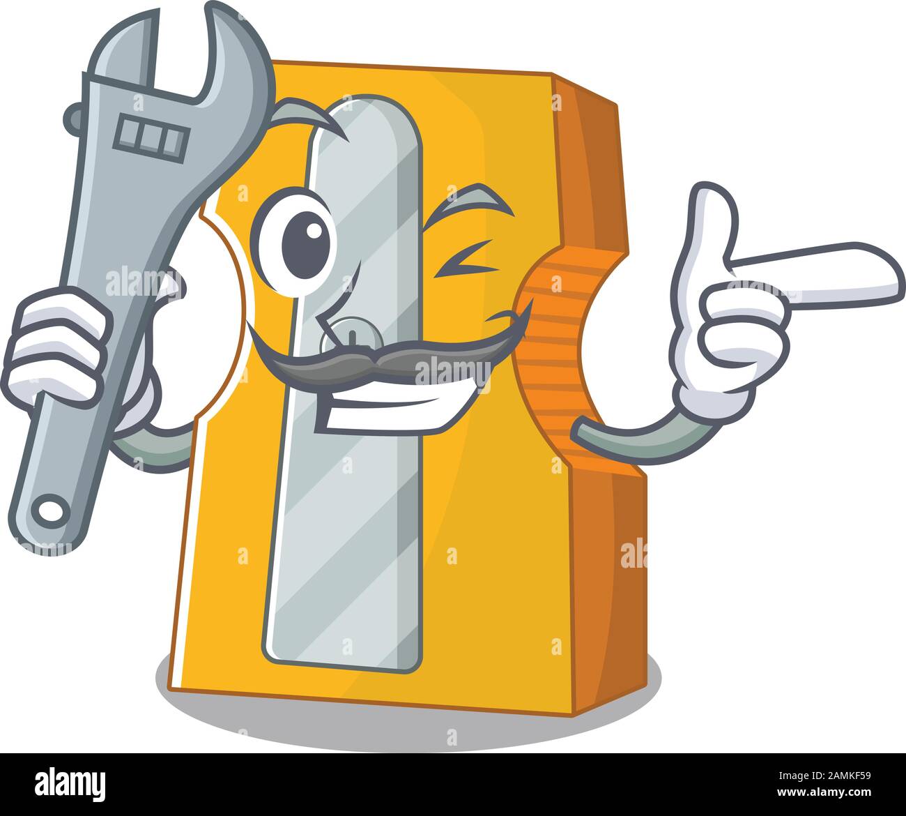 Smart Mechanic pencil sharpener cartoon character design Stock Vector ...