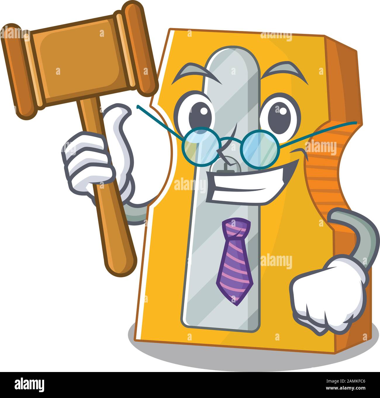 Smart Judge pencil sharpener in mascot cartoon character style Stock ...