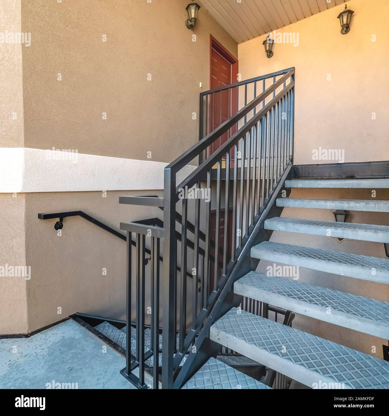 Square frame Interior open tread steps in an apartment block Stock ...