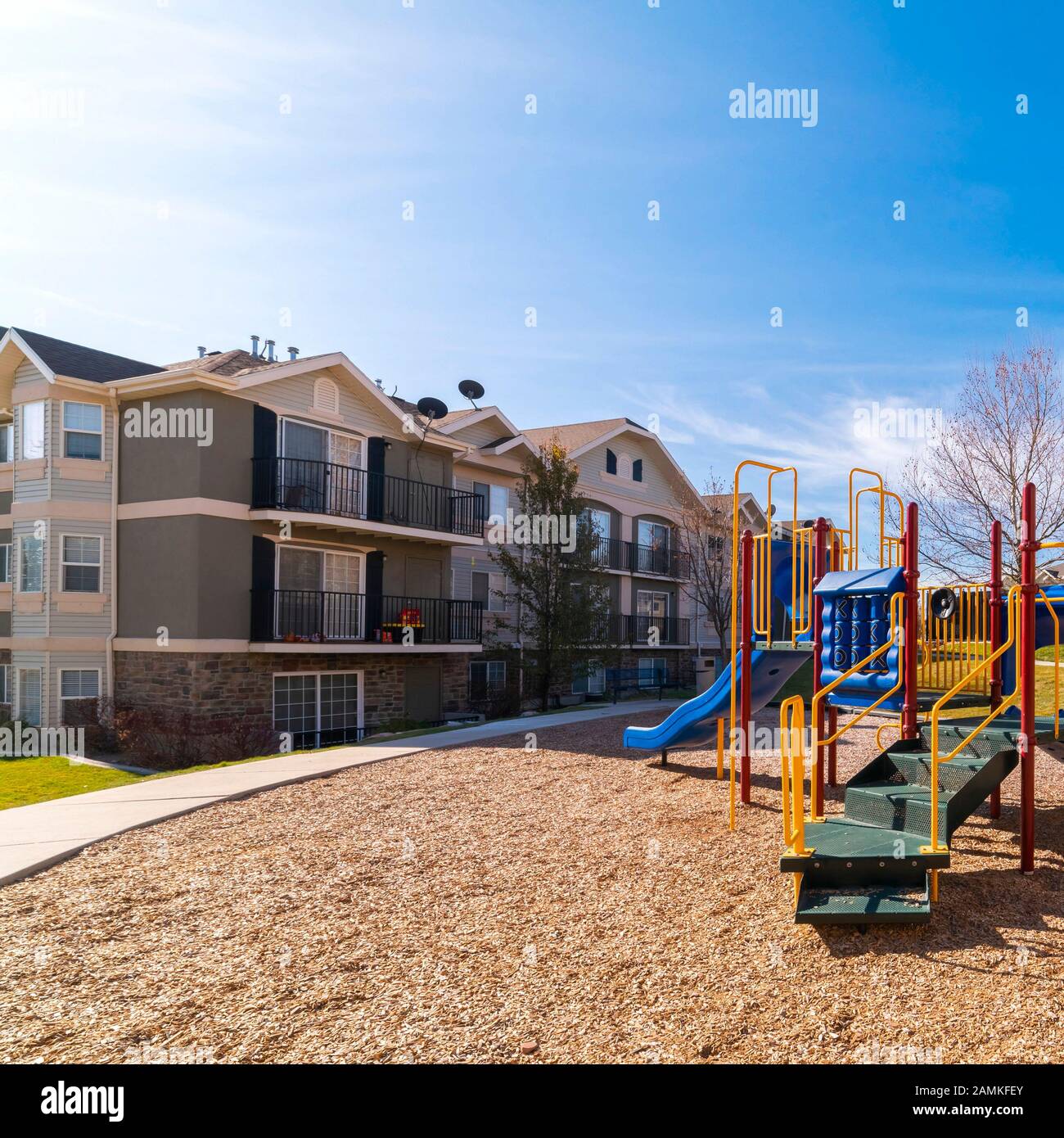 Square frame Small kids playground in an urban park Stock Photo - Alamy