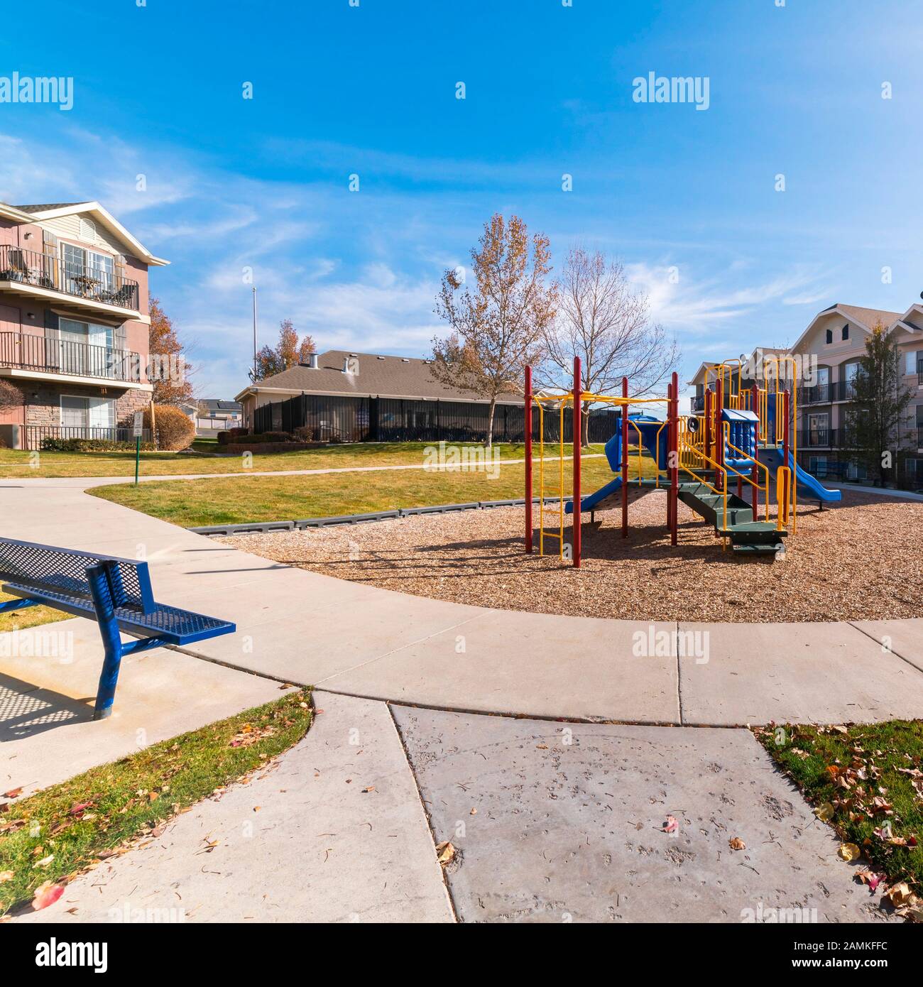 Square frame Winding paved footpath in a park day light Stock Photo - Alamy