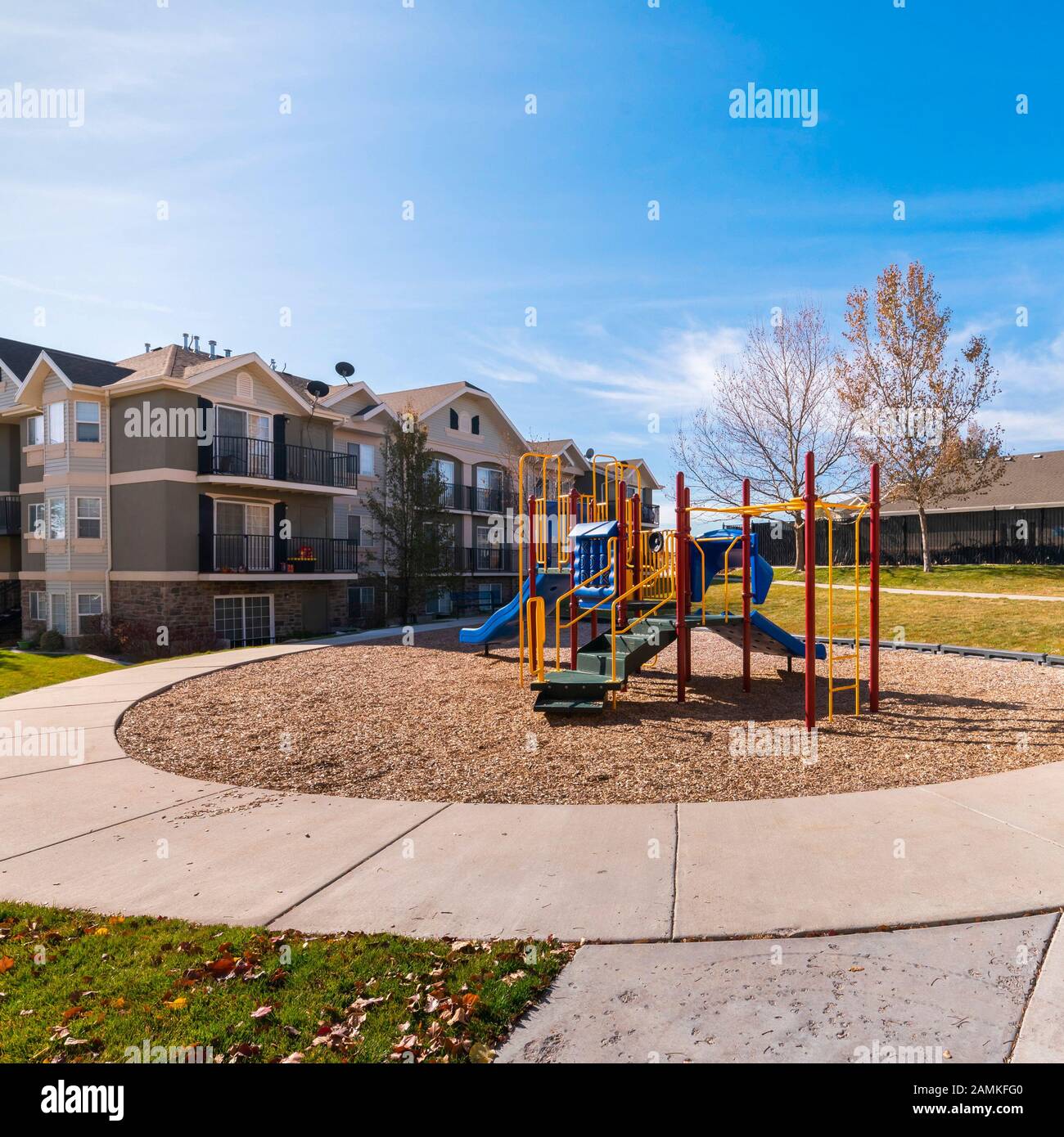 Square Winding paved footpath in a park day light Stock Photo - Alamy