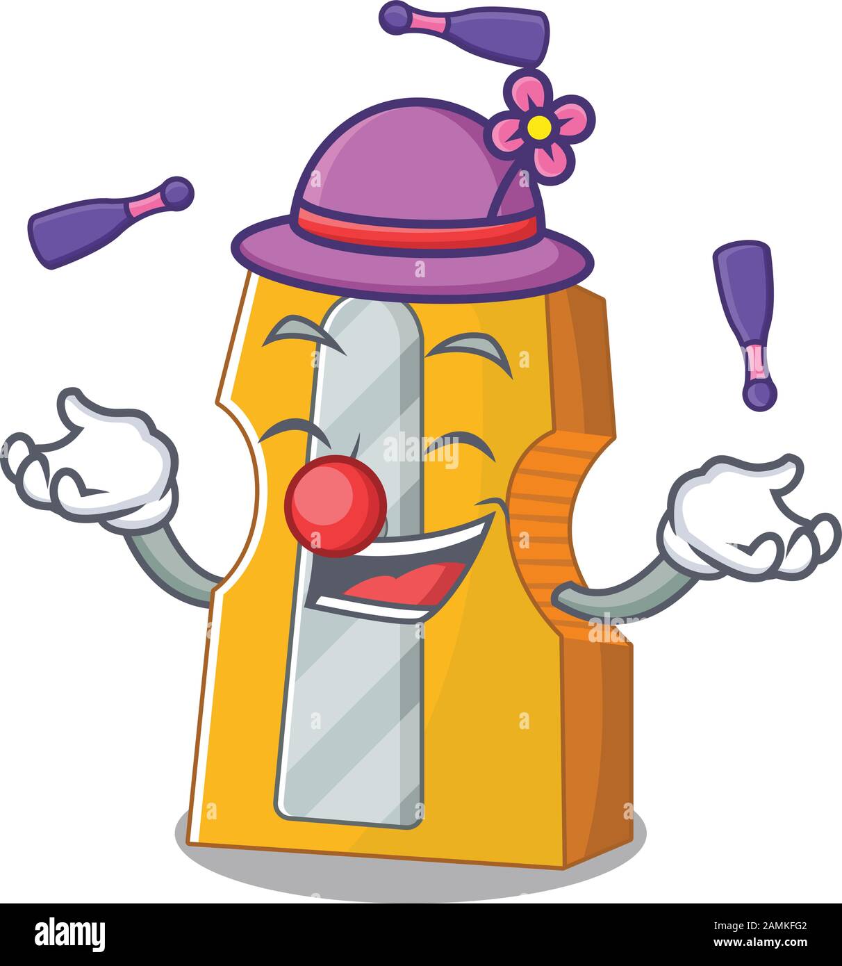 Smart pencil sharpener cartoon character design playing Juggling Stock ...