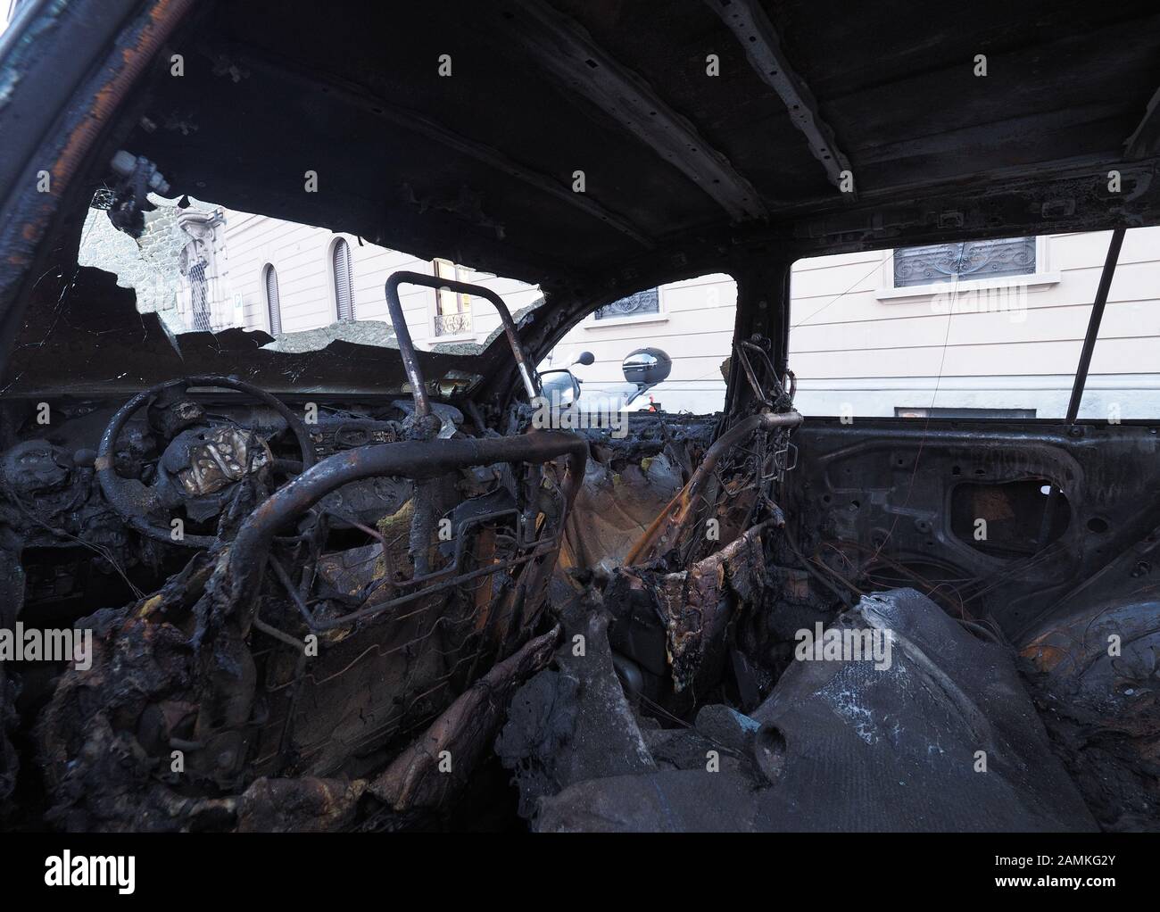 Car burned during New Year's barrels Stock Photo - Alamy