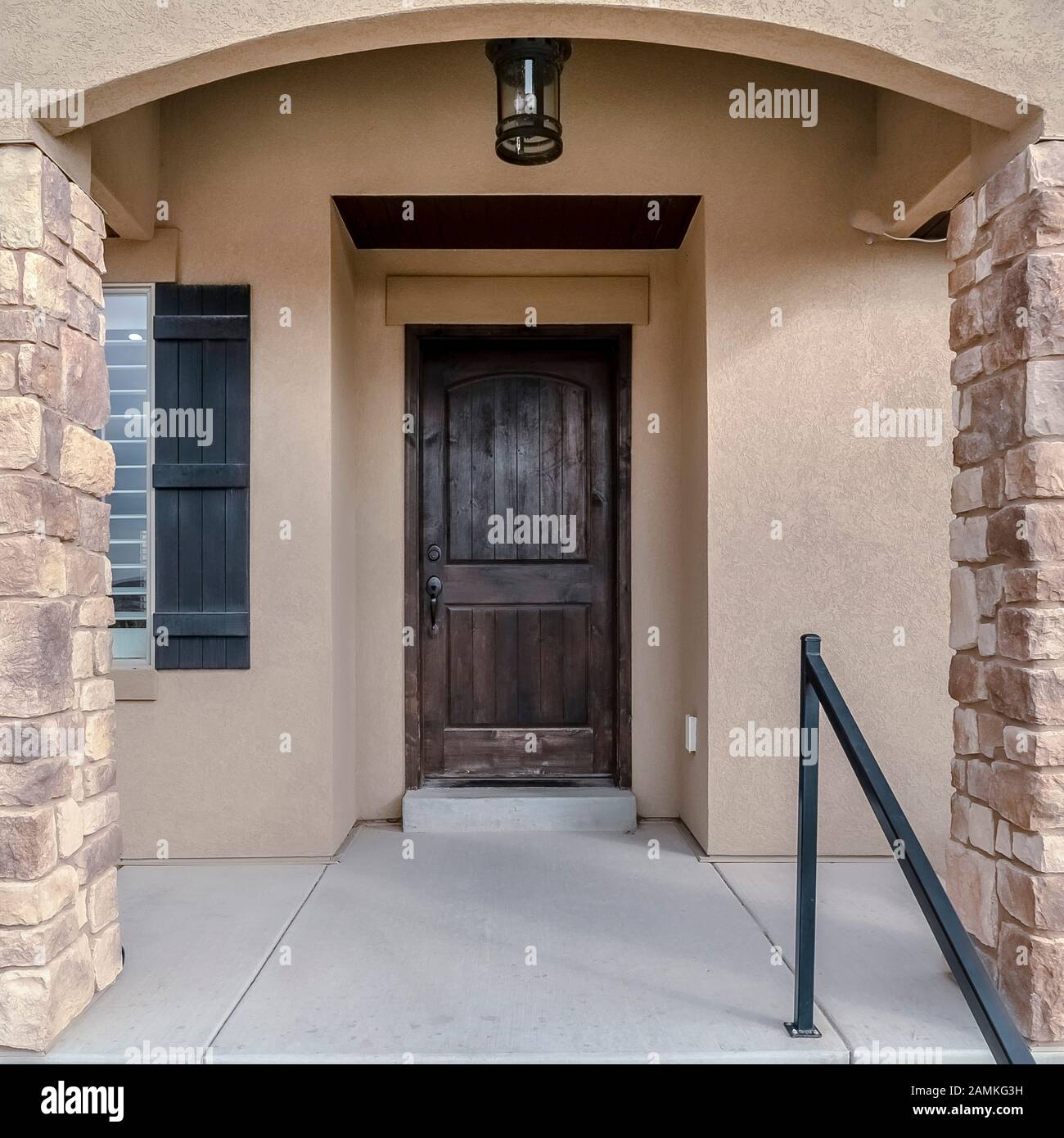 Square Concrete steps leading to a covered portico Stock Photo - Alamy