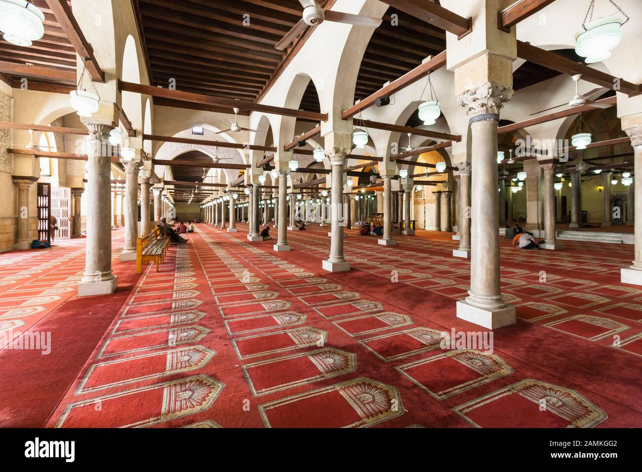 Al-Azhar Mosque, interior, Islamic area of old Cairo, Cairo, Egypt ...