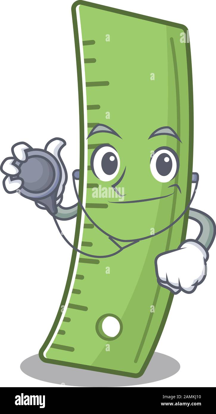 Smart and cool ruler cartoon character in a Doctor with tools Stock ...