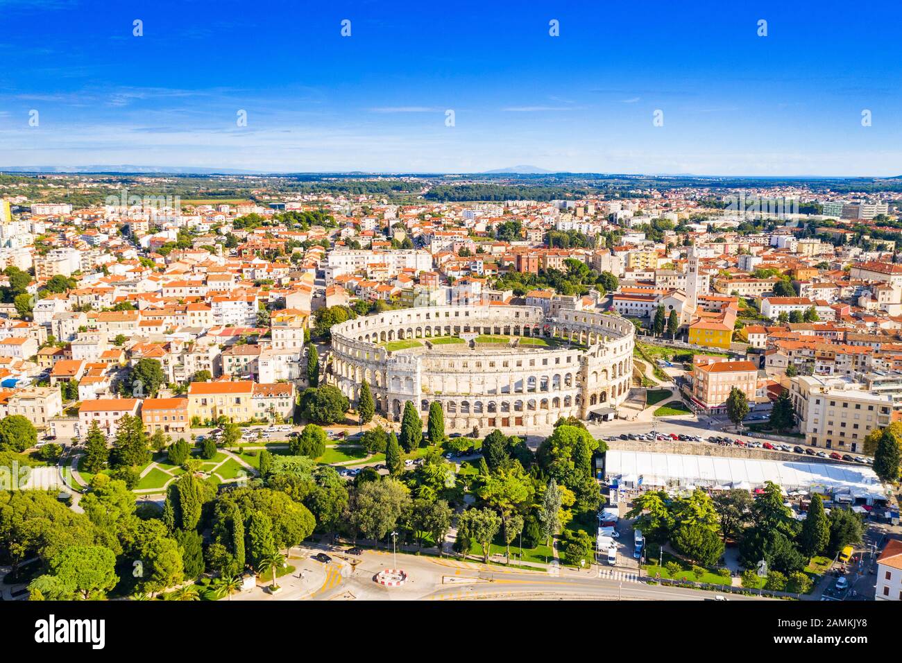 Croatia, Istria, city of Pula, ancient Roman arena, historic ...