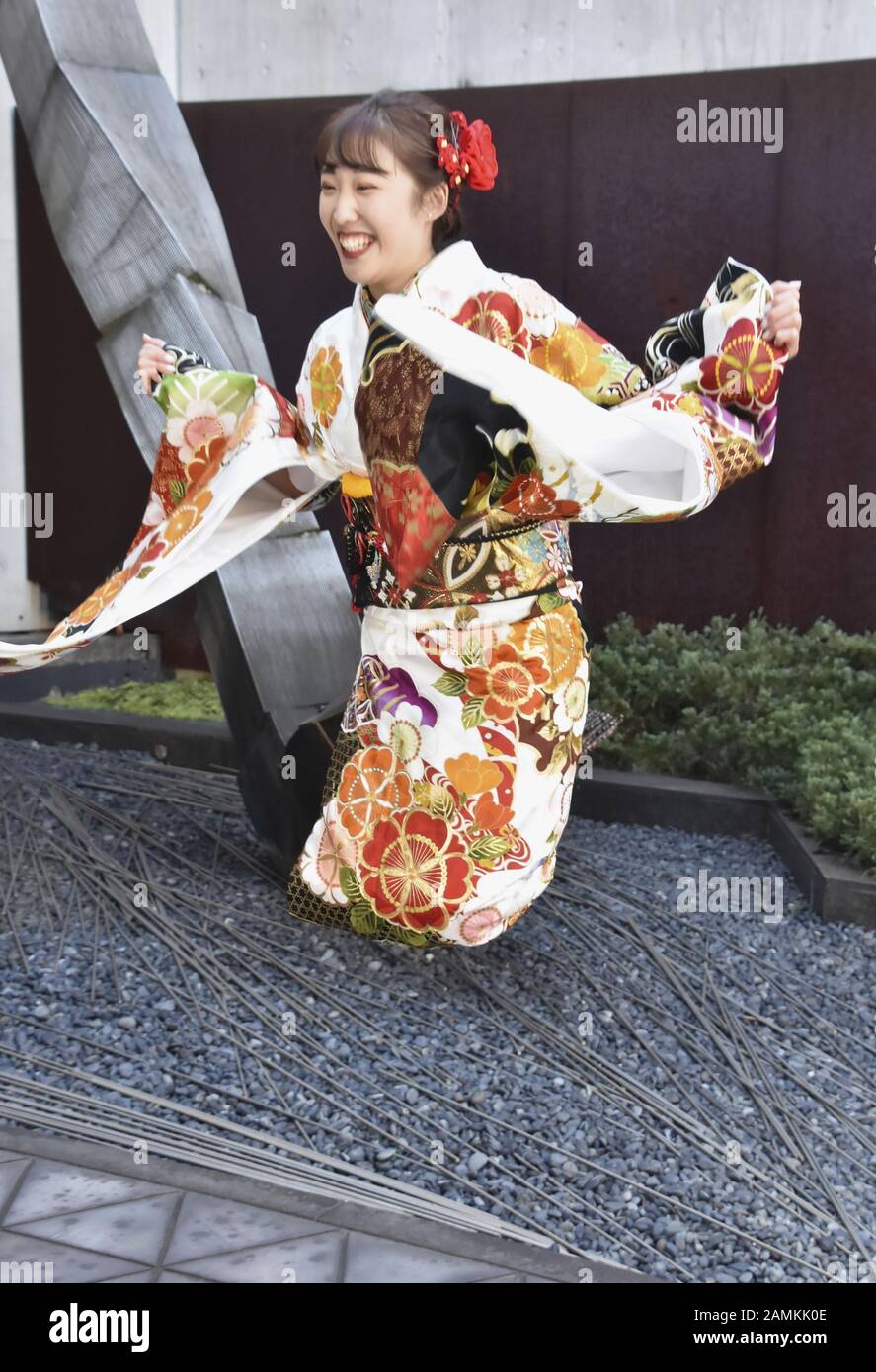 Japanese trampoline world champion Hikaru Mori jumps for a photo in ...