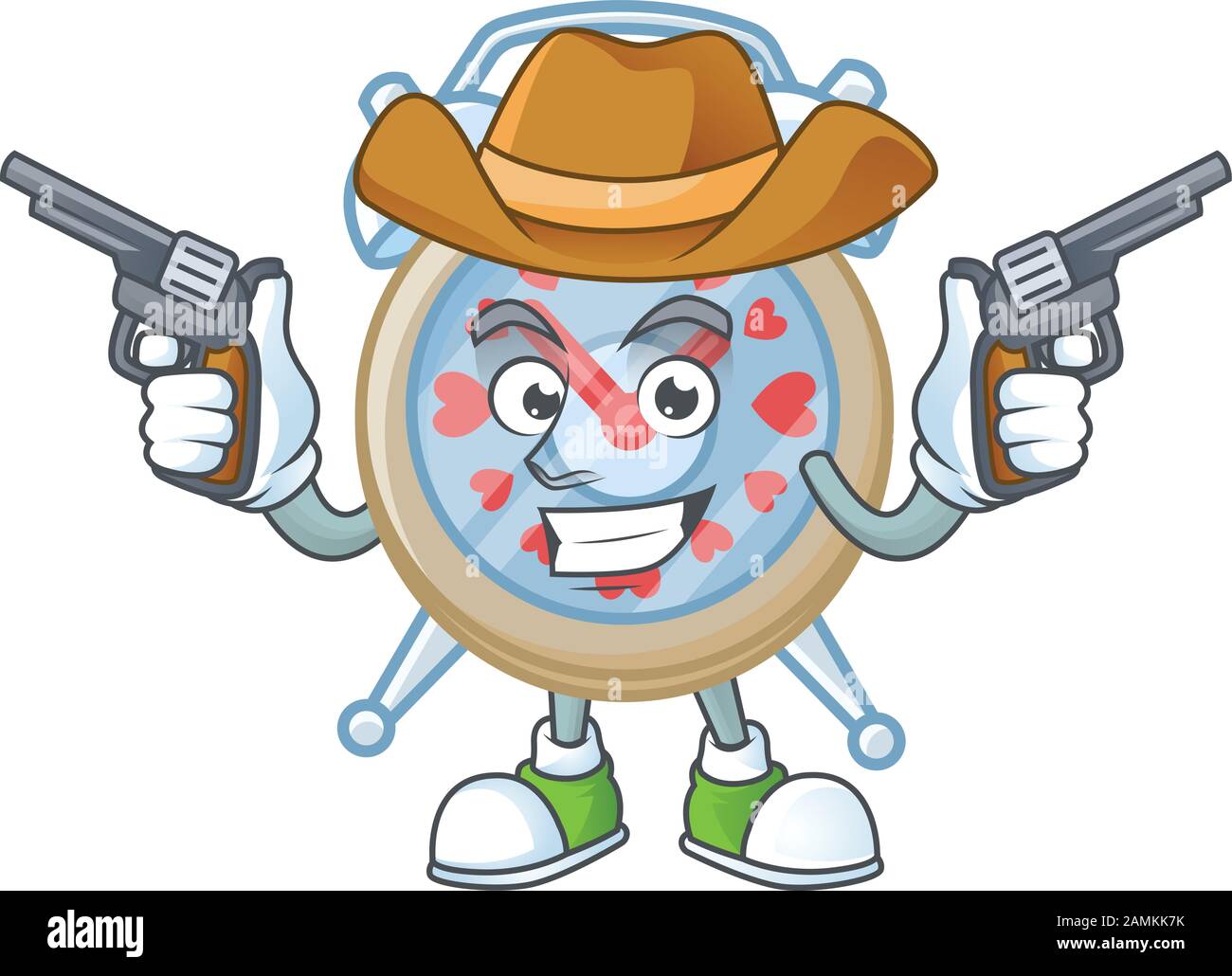 Confident clock love Cowboy cartoon character holding guns Stock Vector ...