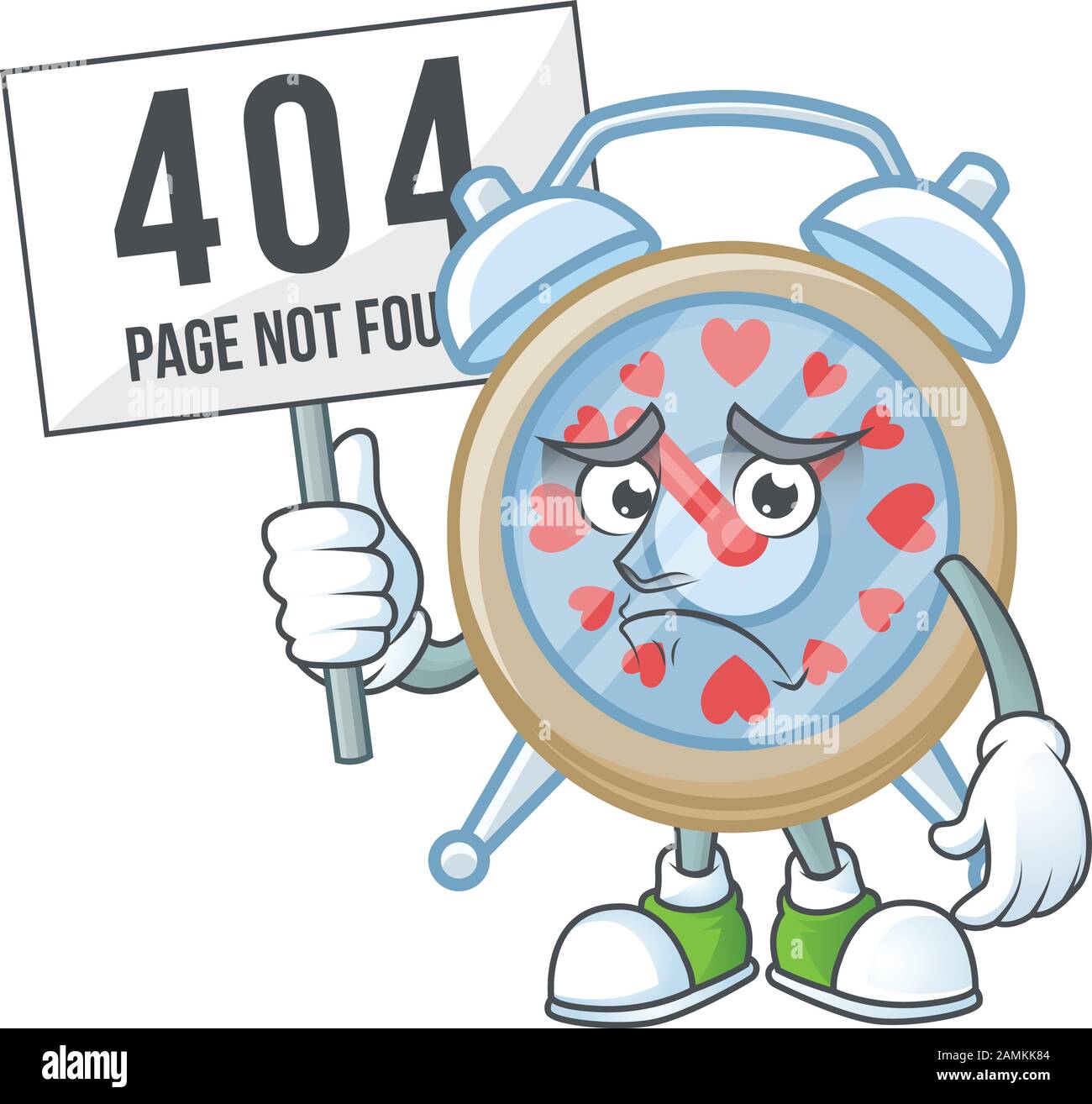 sad face mascot style of clock love raised up a board Stock Vector ...