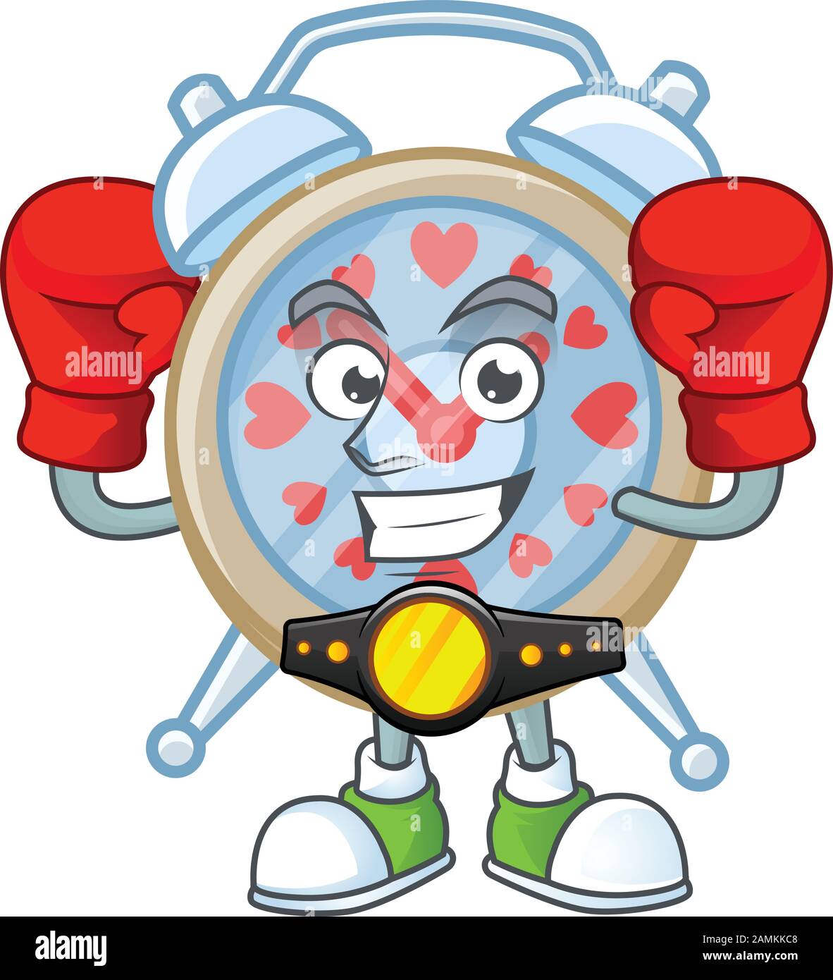 Happy Face Boxing clock love cartoon character design Stock Vector ...