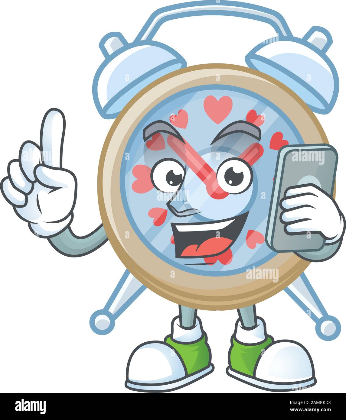 Cute design of clock love speaking on the phone Stock Vector Image ...