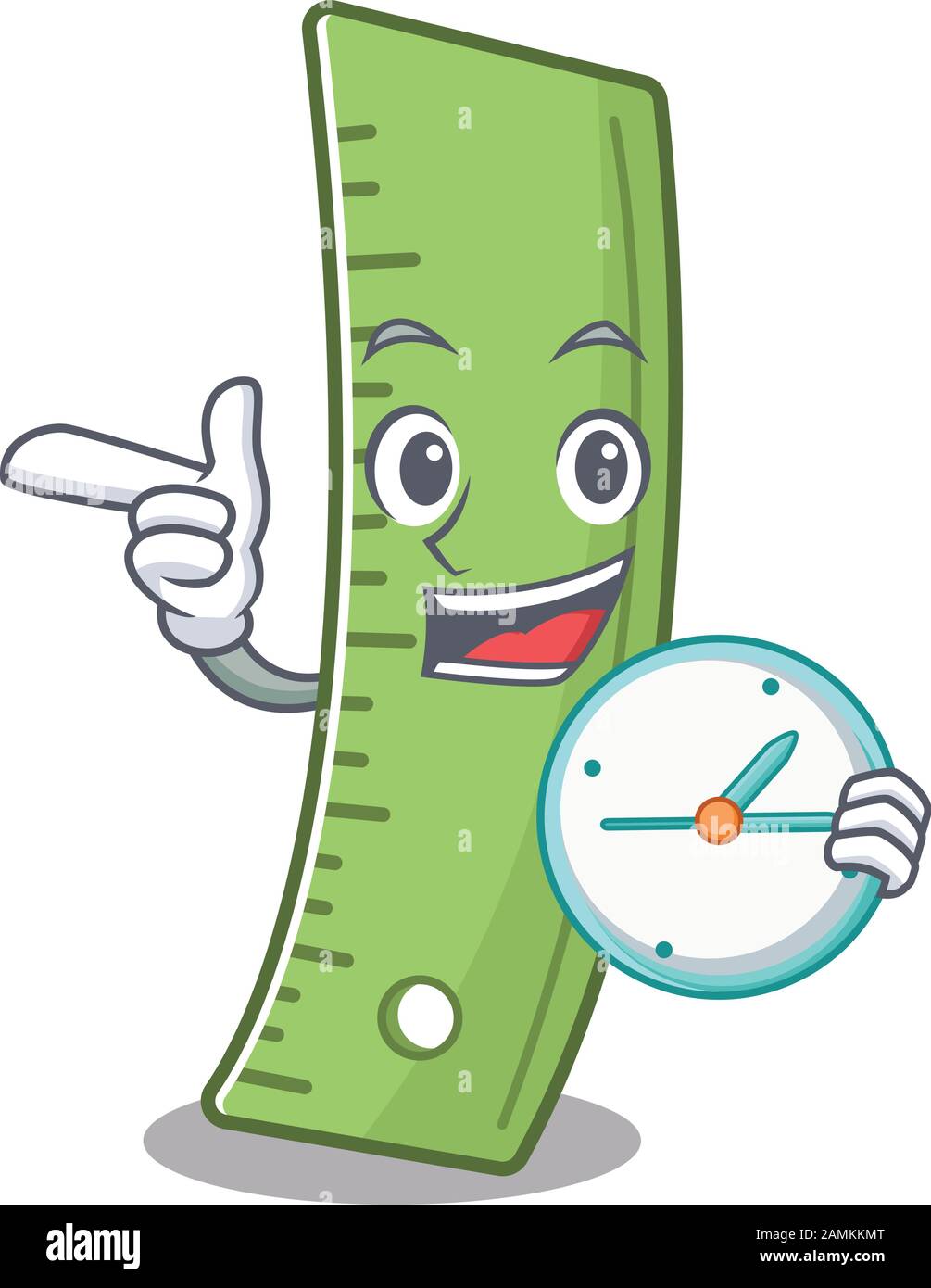 cartoon character style ruler with having clock Stock Vector Image ...