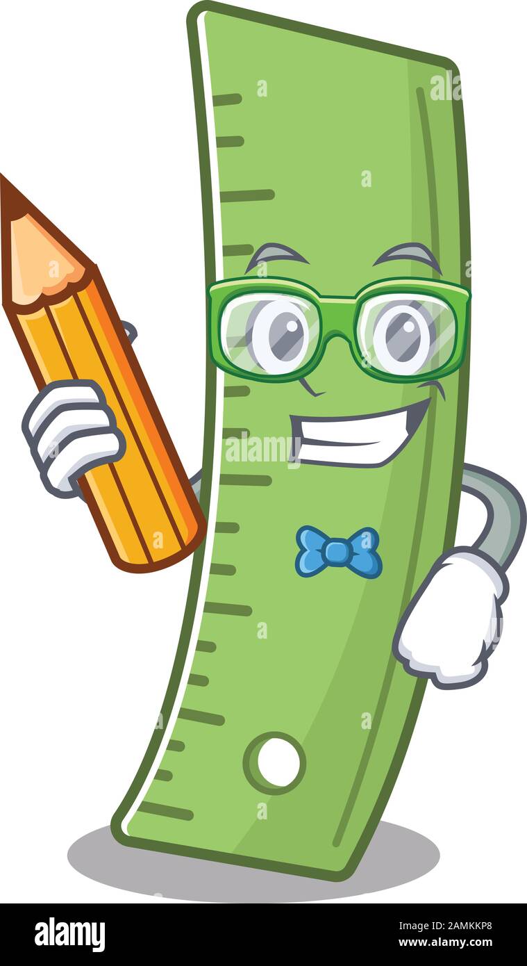 Cartoon Ruler And Pencil