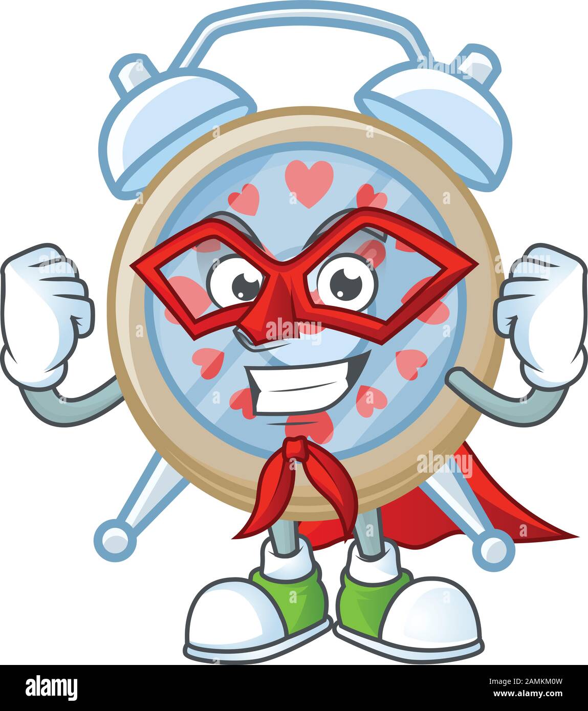Smiley mascot of clock love dressed as a Super hero Stock Vector Image ...