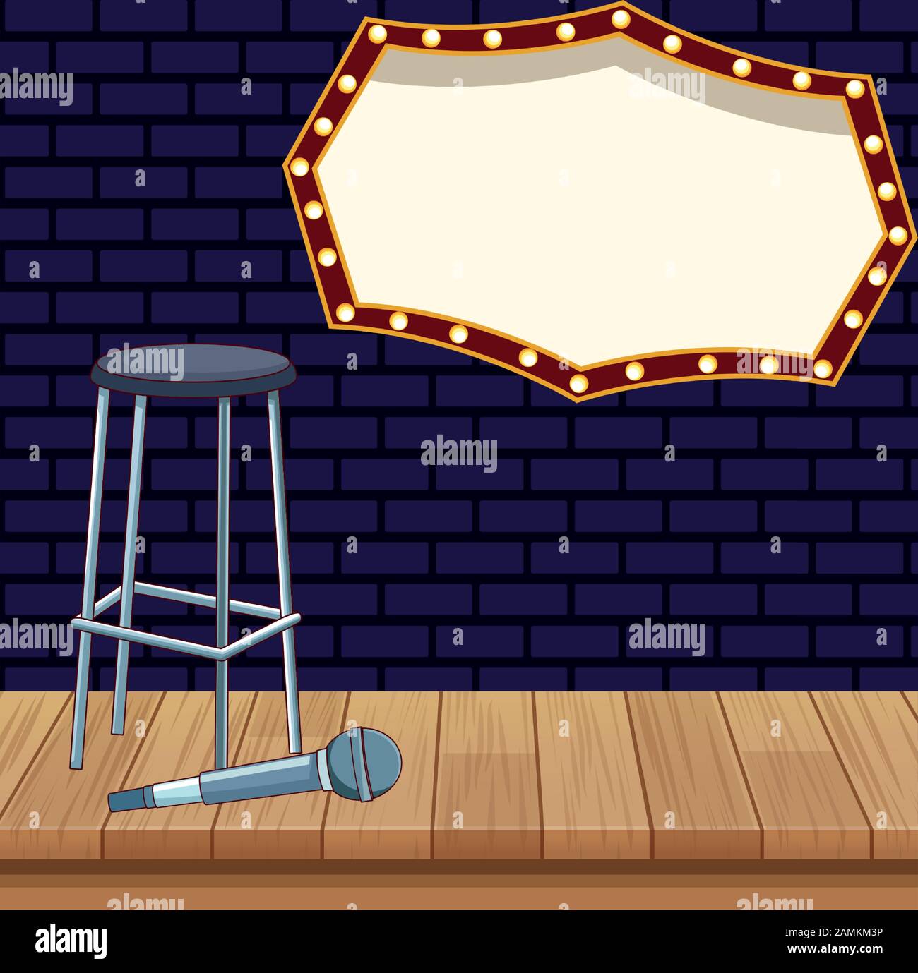 stool microphone billboard stage stand up comedy show Stock Vector ...