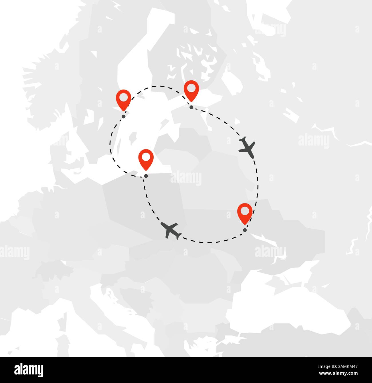Flight route europe map hi-res stock photography and images - Alamy