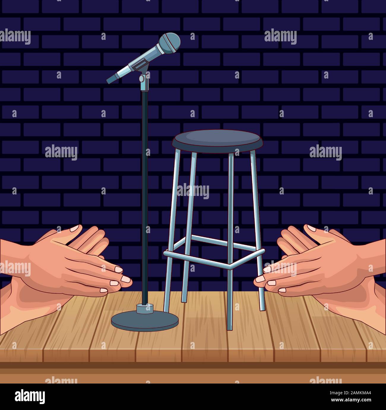 stool microphone and applauses stand up comedy show Stock Vector Image & Art - Alamy