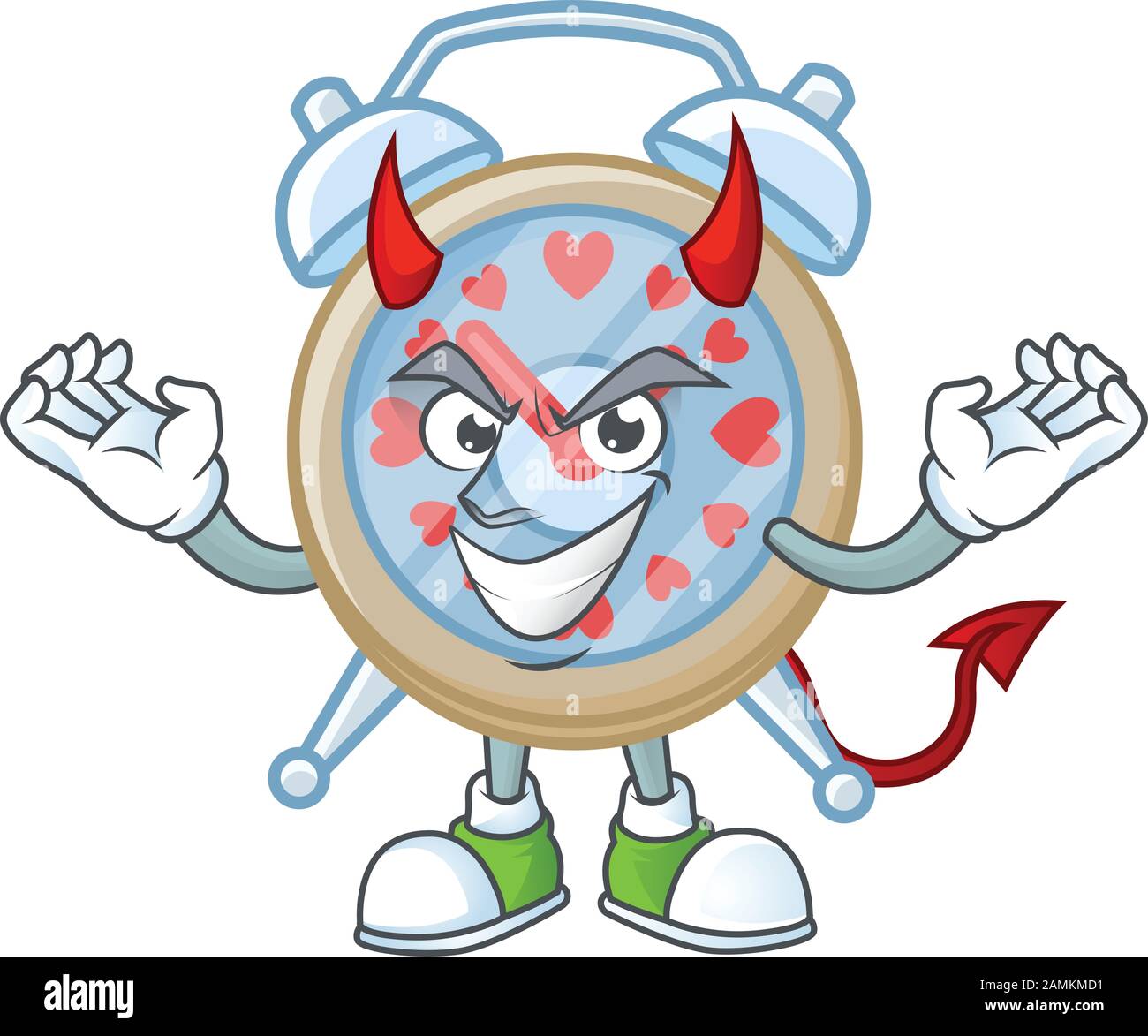 Devil clock love Cartoon character design style Stock Vector Image ...