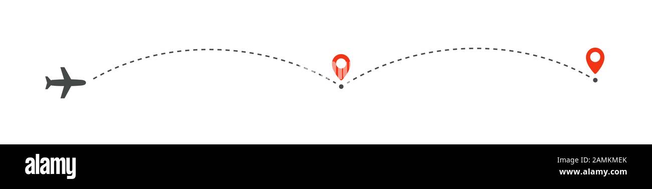 Airplane route to destination, isolated vector infographic element, two ...