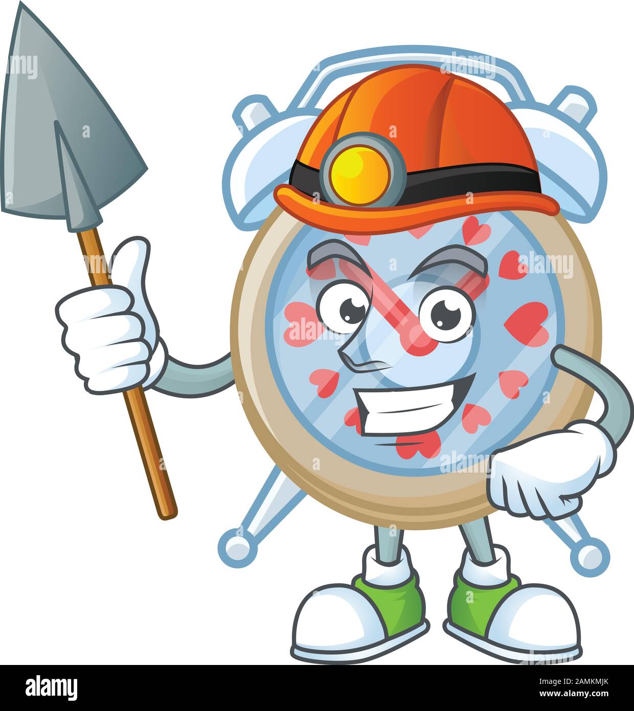 Cool clever Miner clock love cartoon character design Stock Vector ...
