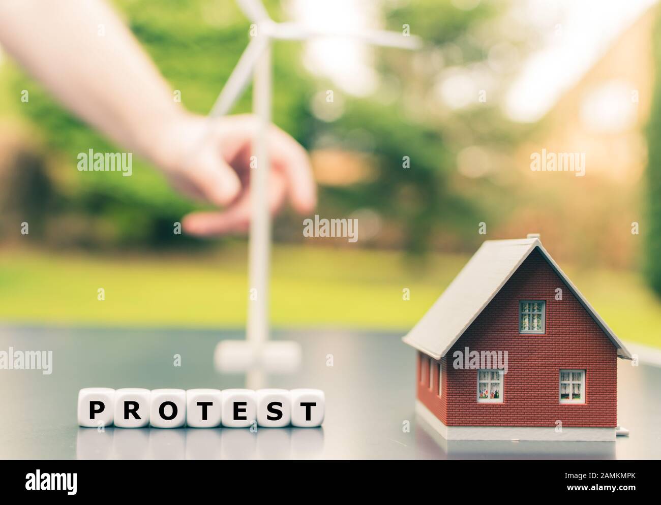 Symbol for the protest against wind turbines Stock Photo - Alamy