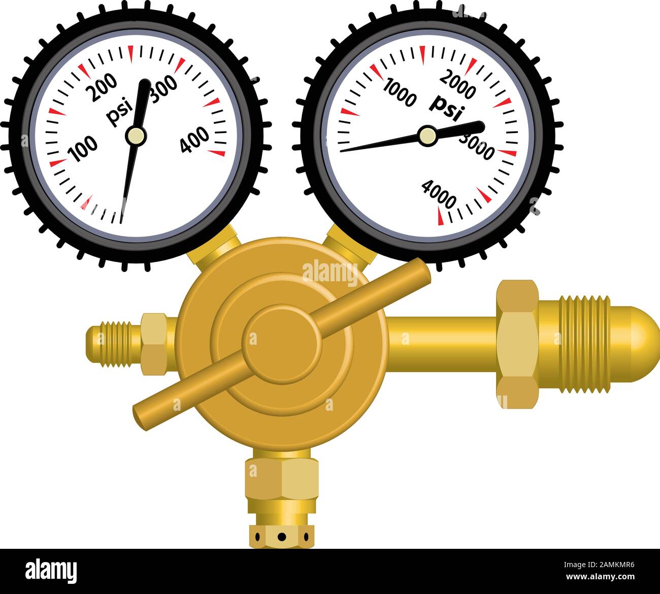 Pressure reducing regulator with gas gauge. 3D effect vector Stock ...