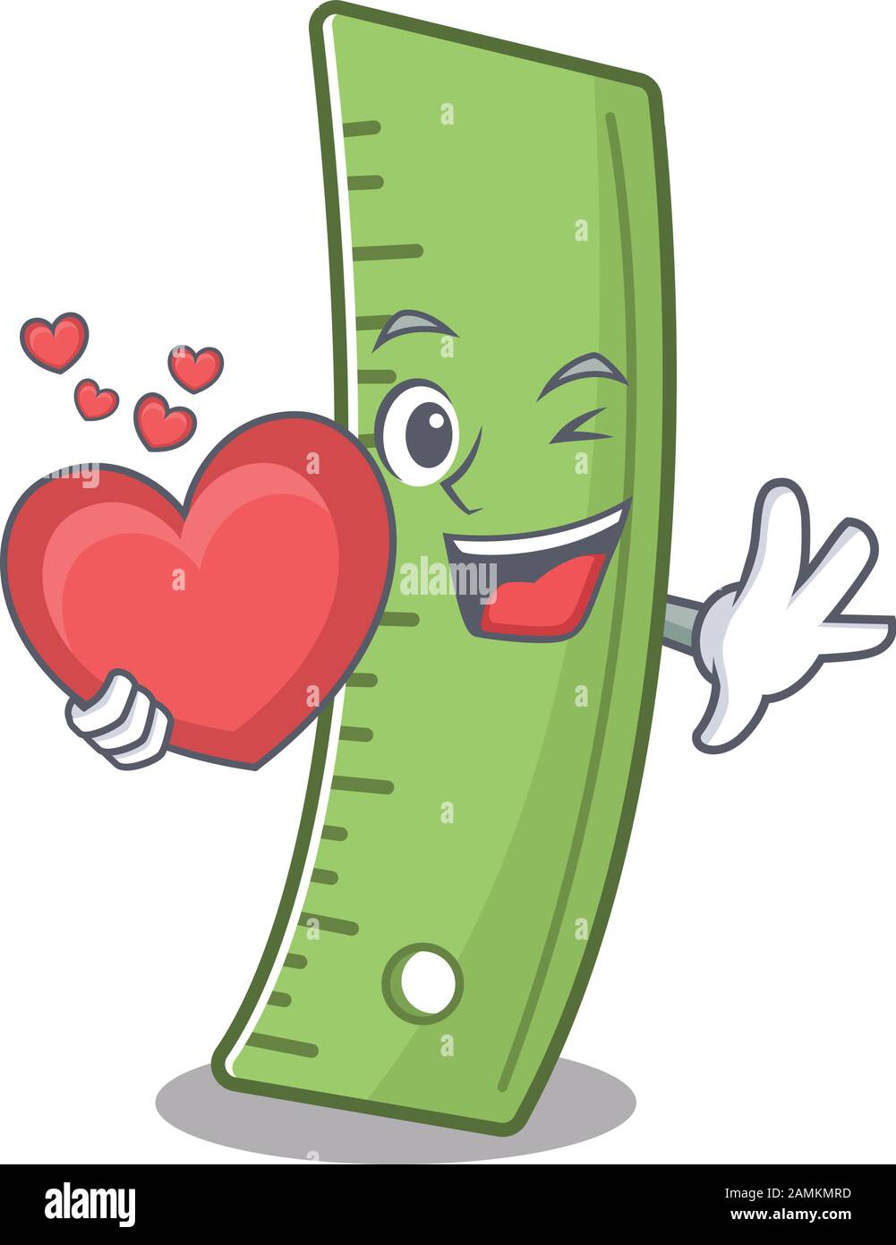 Funny Face ruler cartoon character holding a heart Stock Vector Image ...